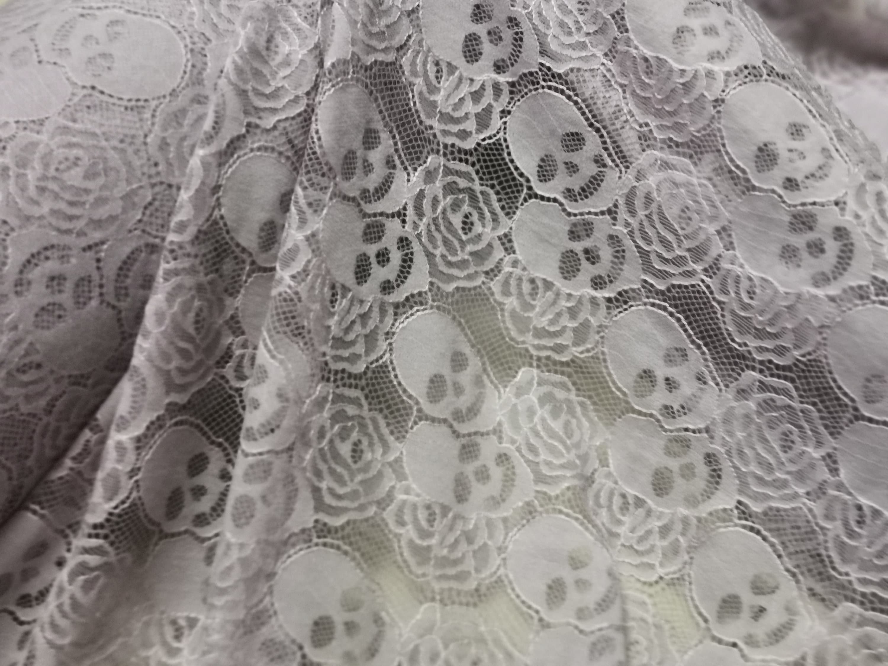 Pink Skull and Roses skull lace Fabric Skulls Halloween | Etsy