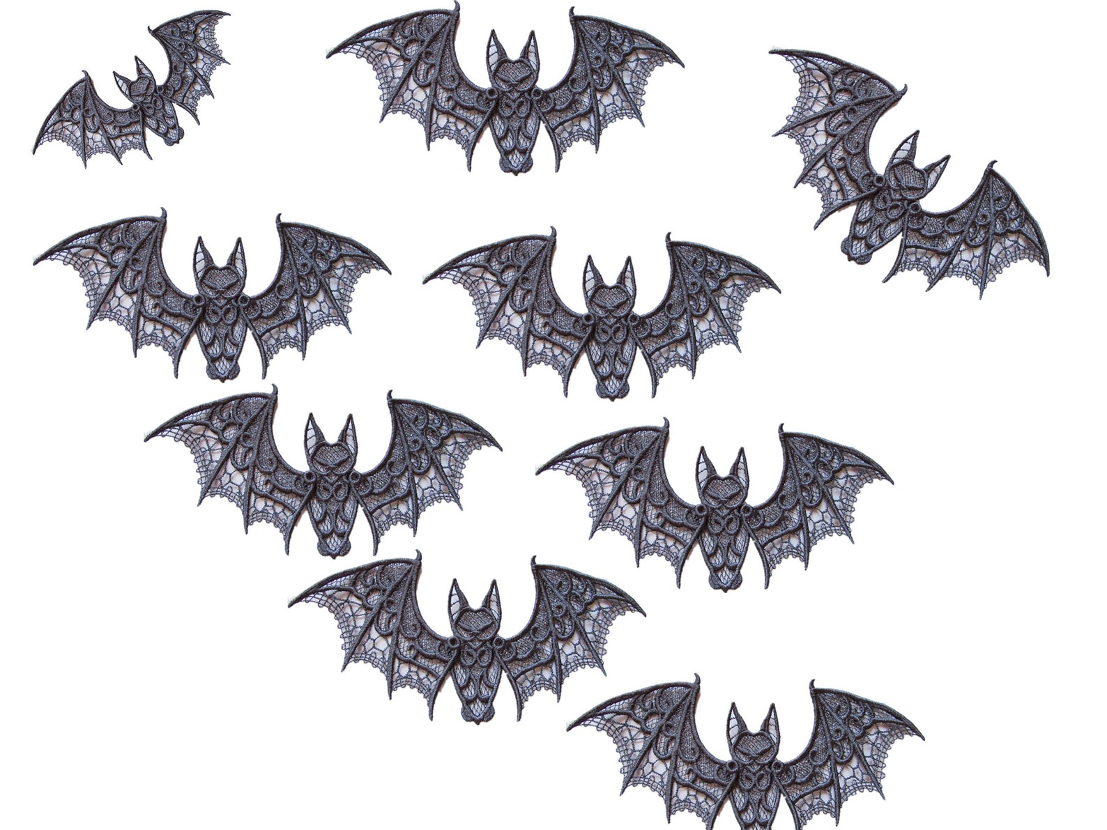 Black Lace Bat Embroidered Lace Bats Lace Bats Black With - Etsy