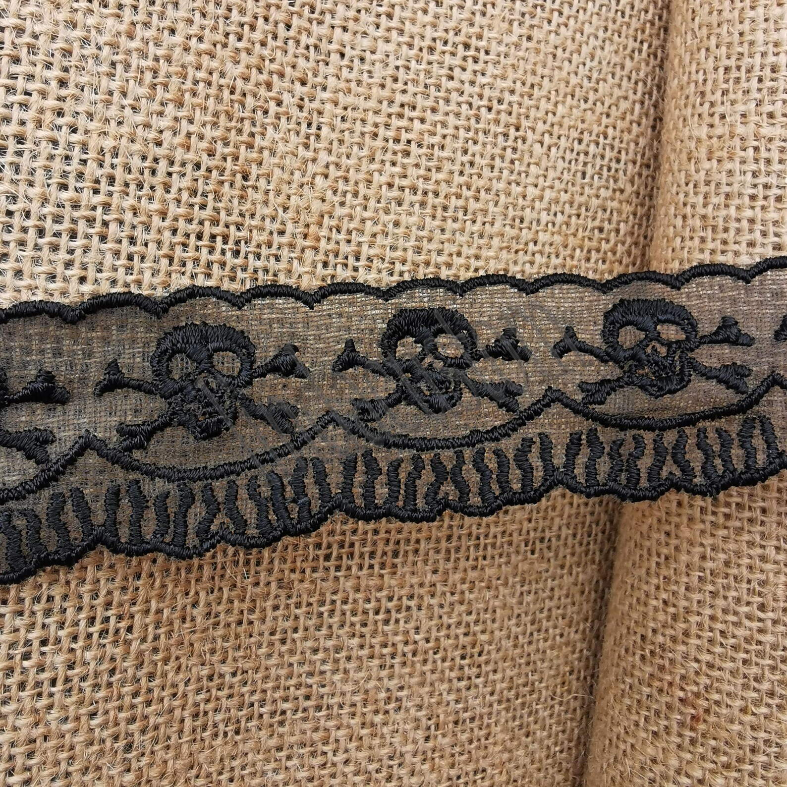 Black Skull Lace Trim: 35mm Gothic Halloween Decor by the Yard or ...