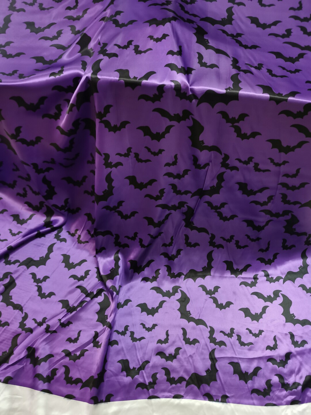 Purple Halloween Satin Fabric: Black Bat Print, 58" Wide - Etsy