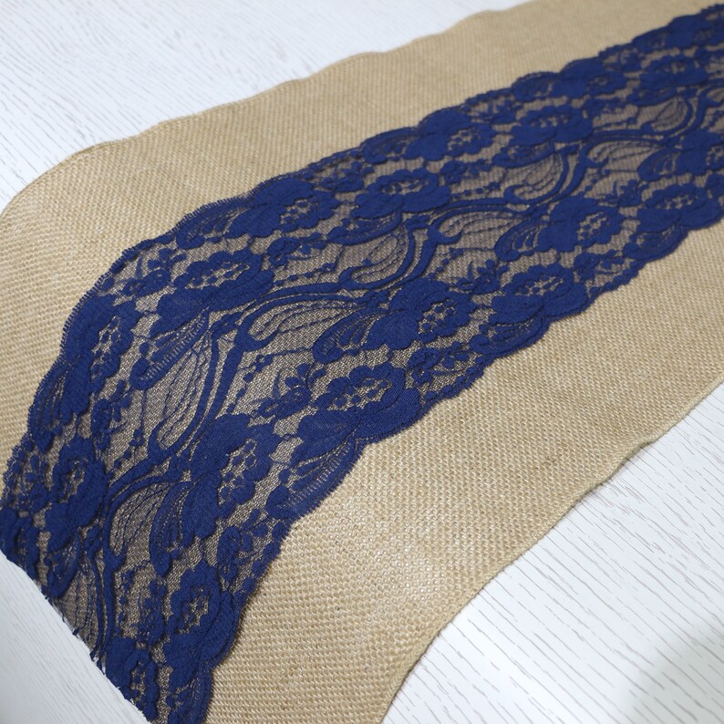 Burlap Table Runner With 7 Wide White Lace Burlap Lace - Etsy