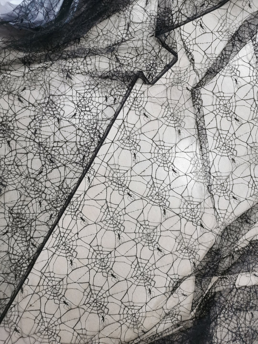 Black Spider Lace Fabric Spider Web Fabric Halloween Fabric by the Yard ...