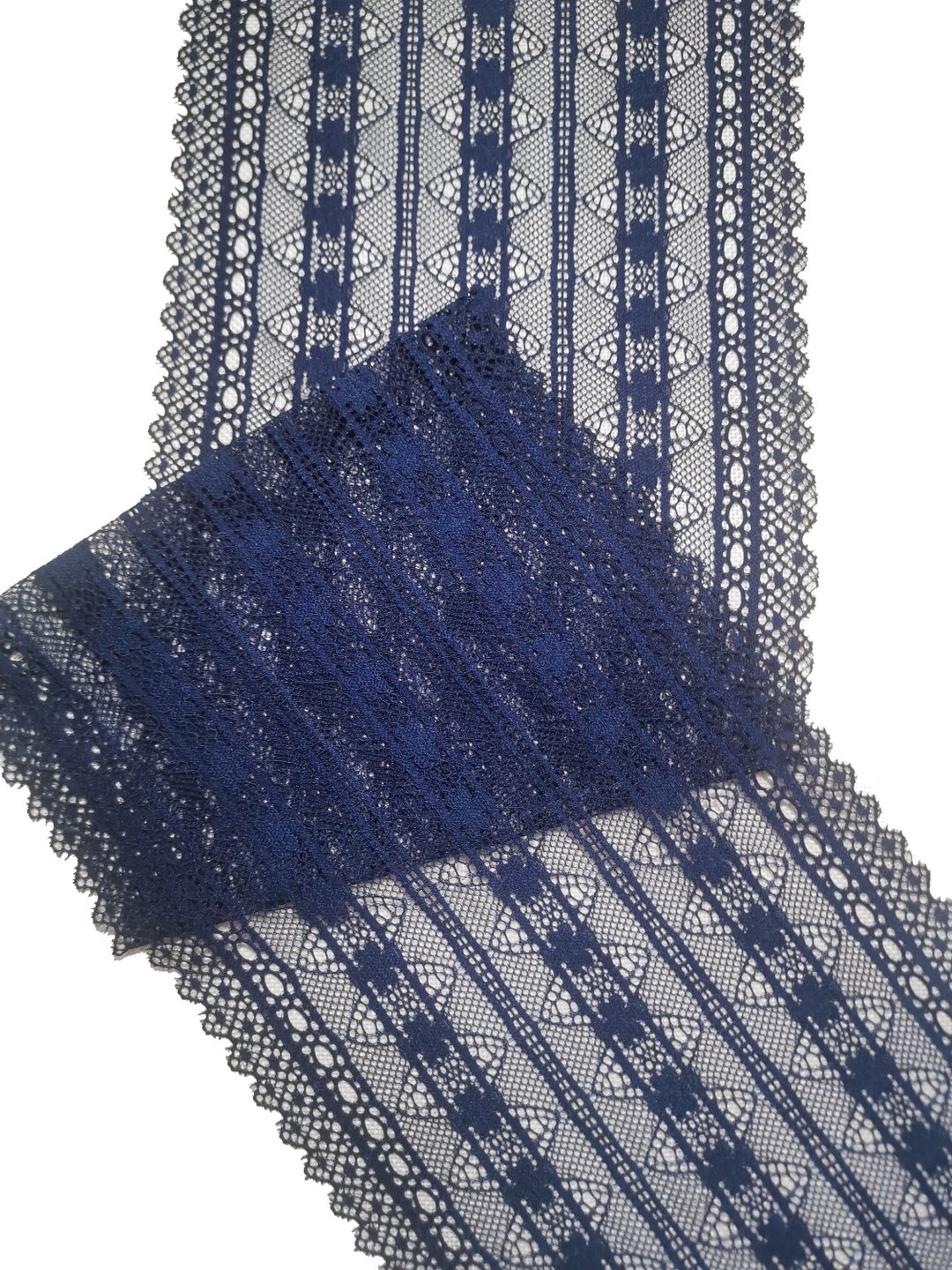 5 Yards Navy Blue Lace Trim Stretch 7-1/2''/ 20cm - Etsy