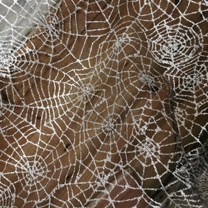 Glitter Spider Web on Black Mesh Halloween Fabric by the Yards or ...