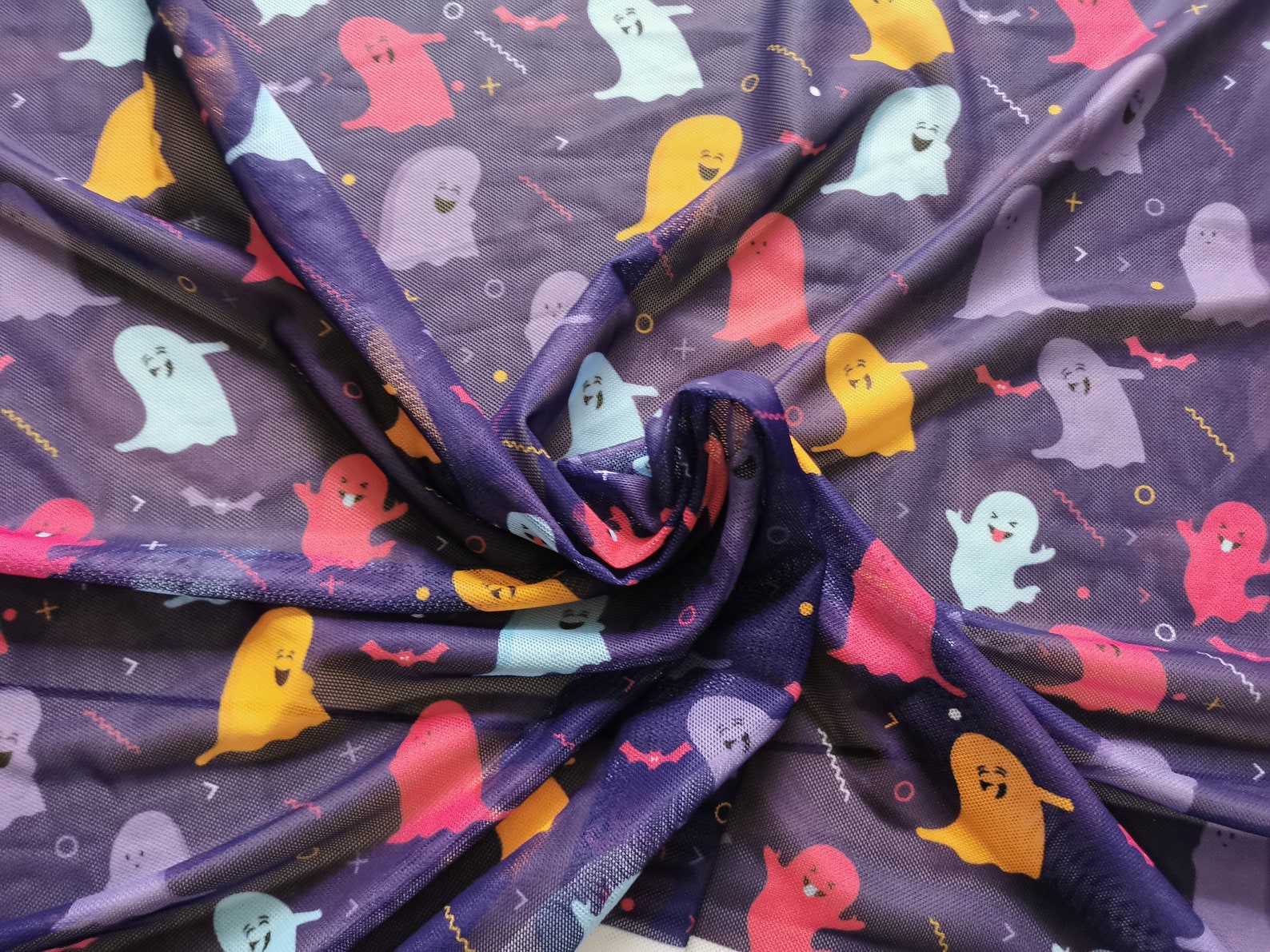 Ghost Fabric Bats Fabrc Bats Print Halloween Fabric 4 Way - Etsy