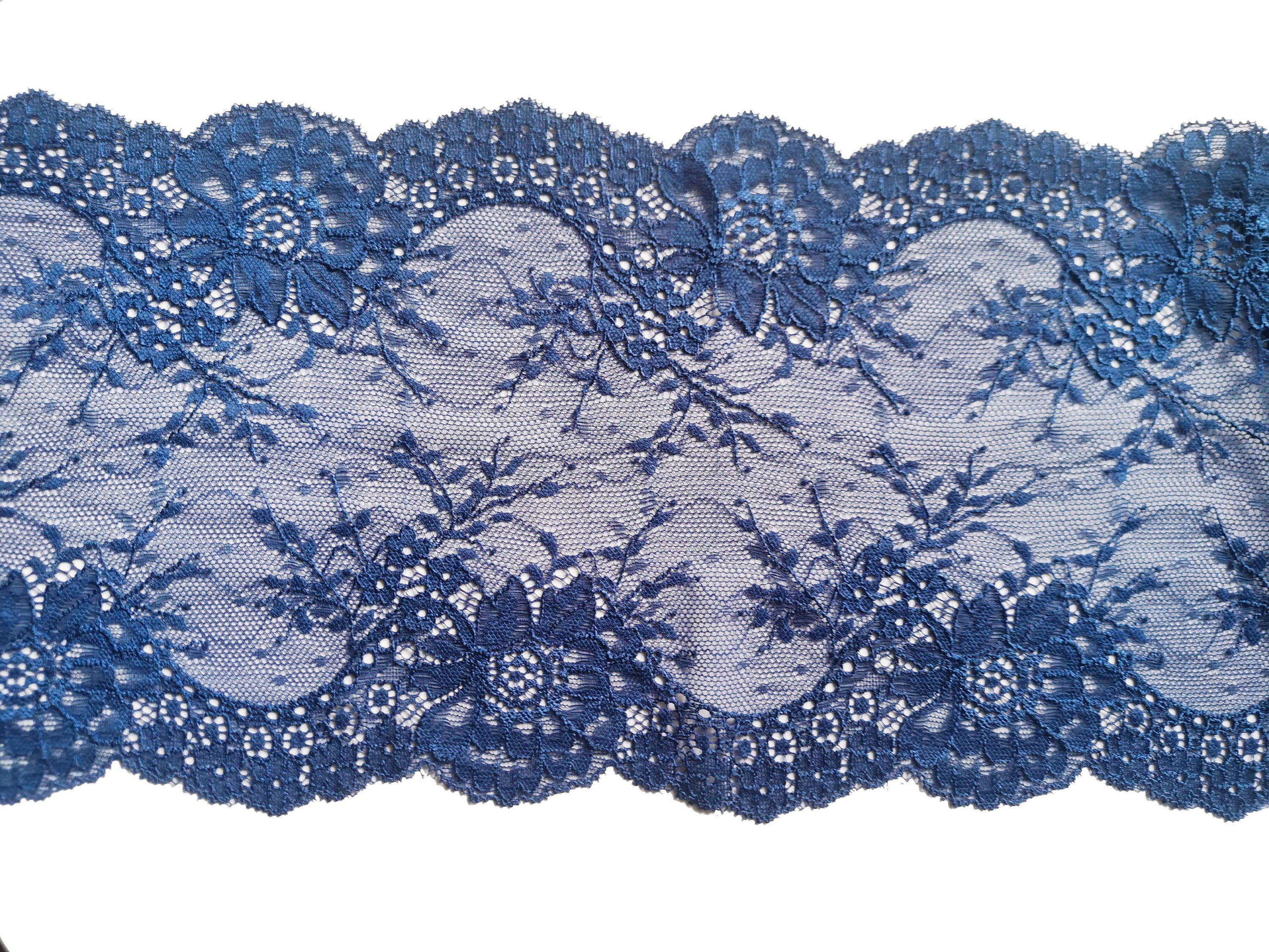 7 Navy Blue Color Lace Trims Stretch Wedding Lace by the - Etsy