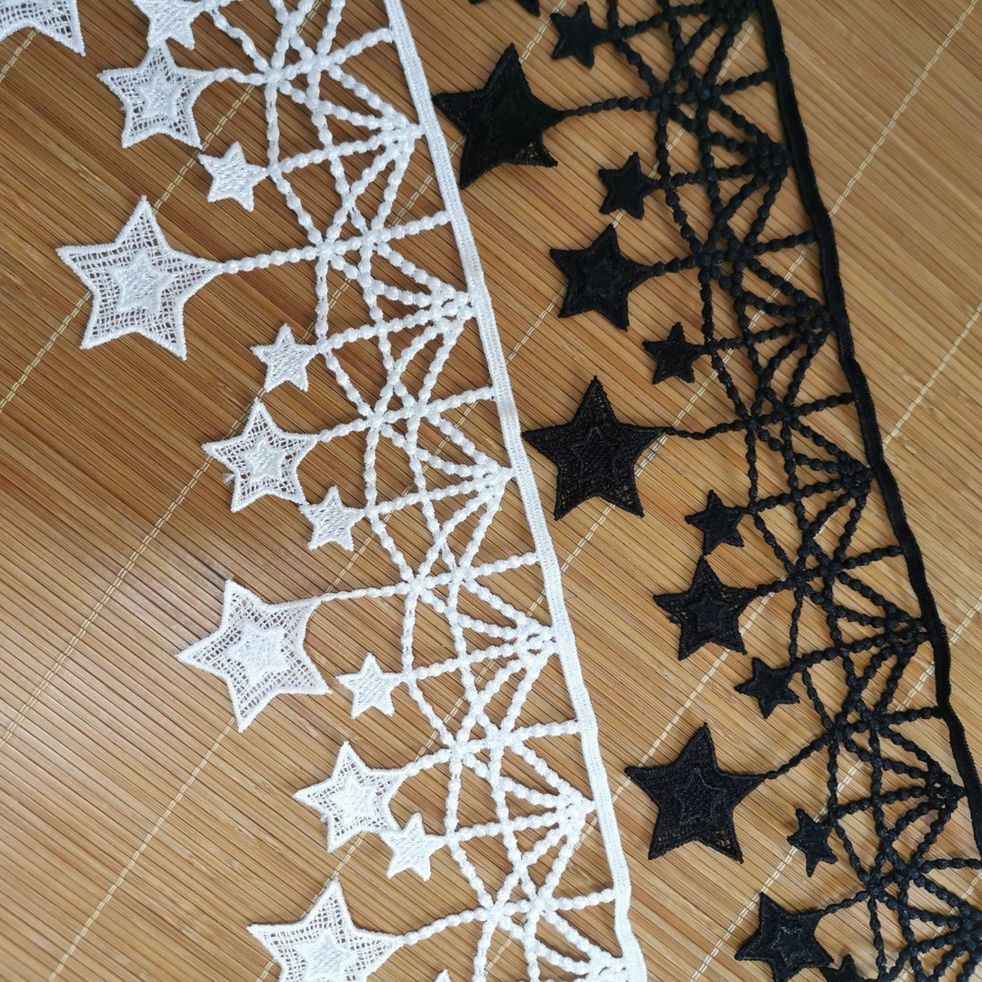 Star Pattern Lace Trim Moon and Stars Trim Moon Lace Trim Black ...