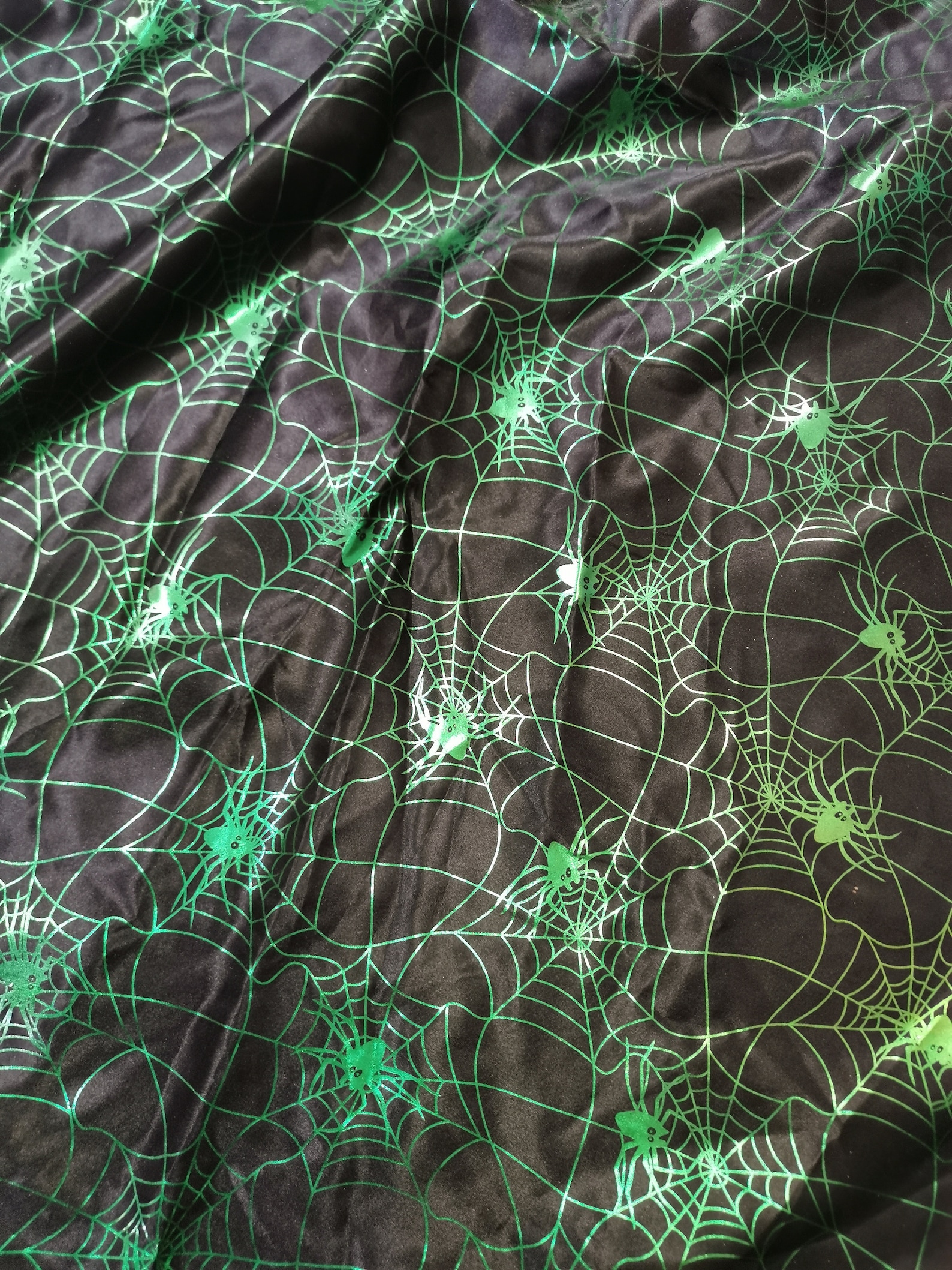 Green Spider Web Fabric Green Spider Print on Stain Fabric for - Etsy