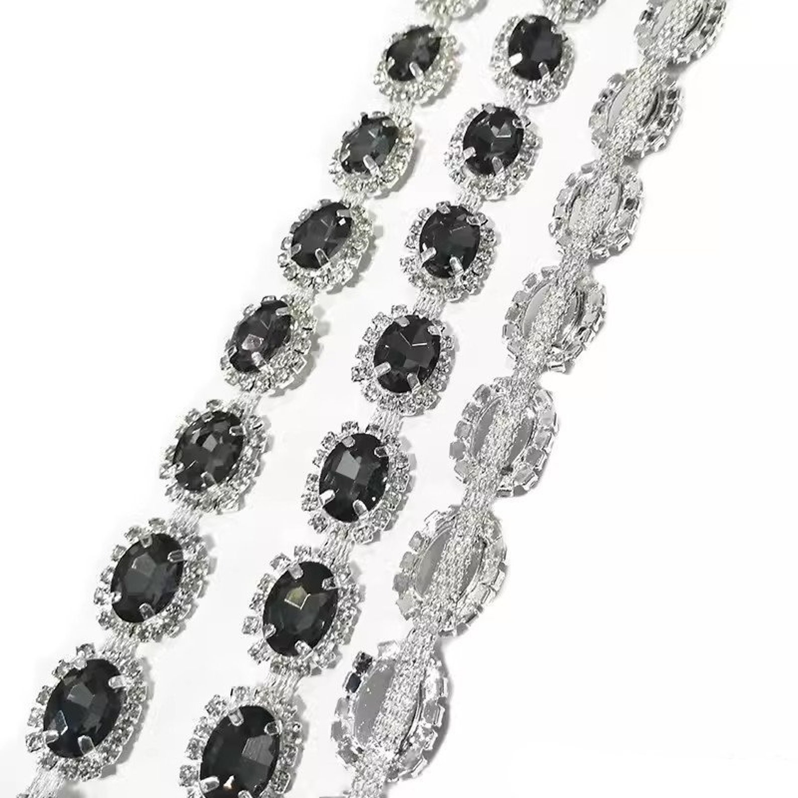 Oval Rhinestone Chain Trim: Bridal Costume Embellishment, DIY Jewelry ...