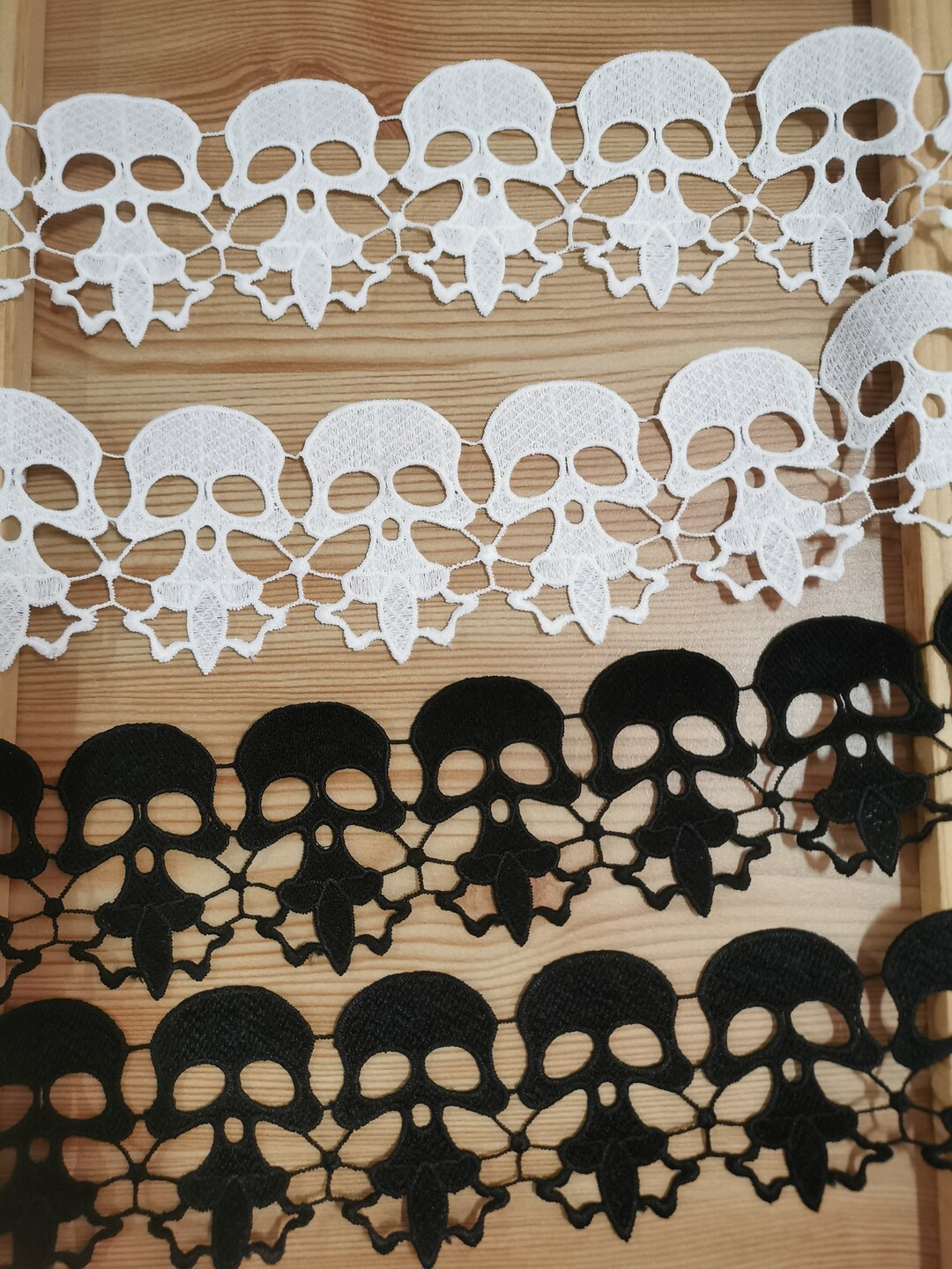 Halloween Skull Lace,70mm Black Skull Lace Trim, Halloween Sewing ...