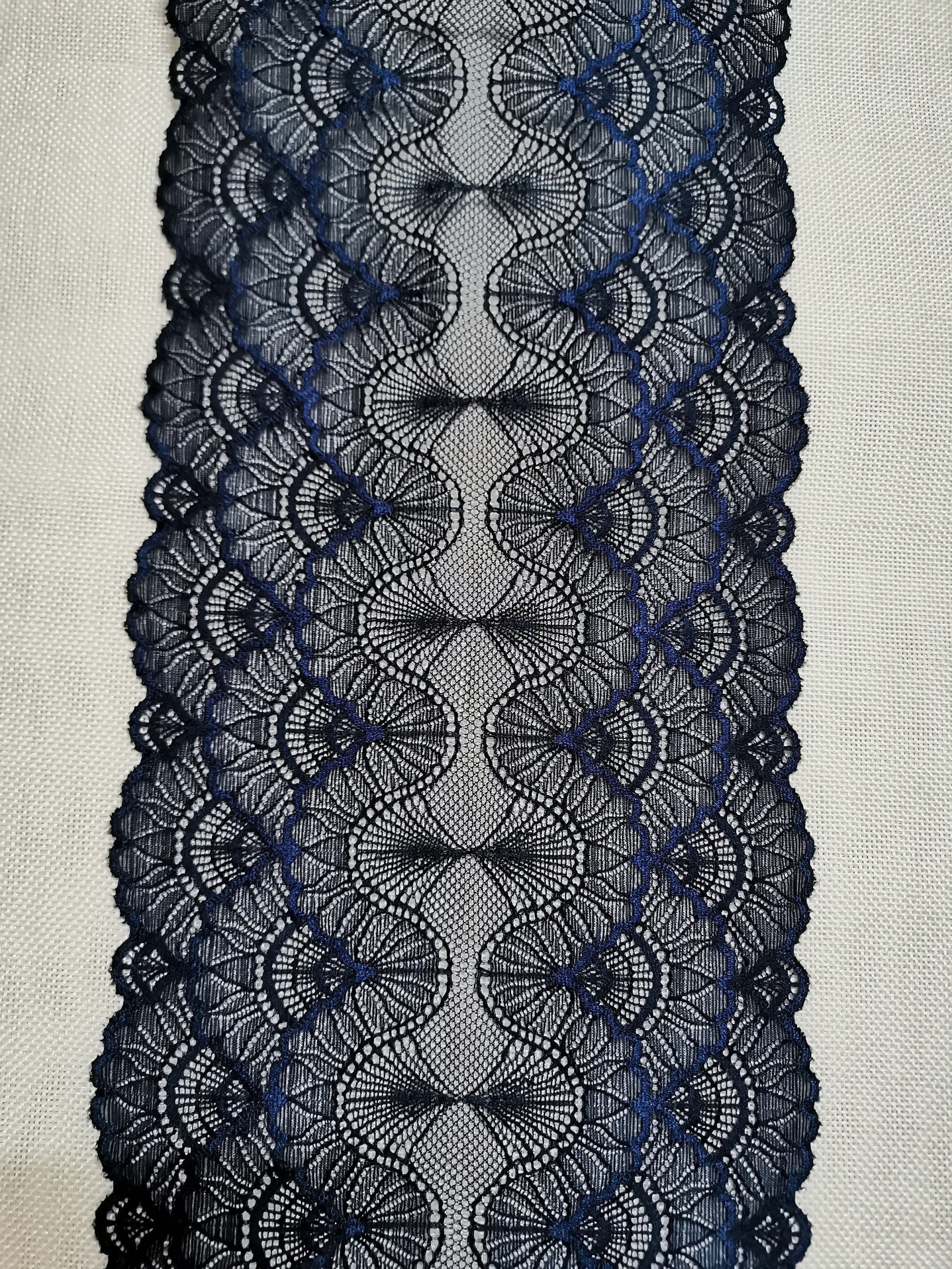 Navy Stretch Lace Trim for Lingerie 7" Wdie Stretch Lace Trim Lingerie ...
