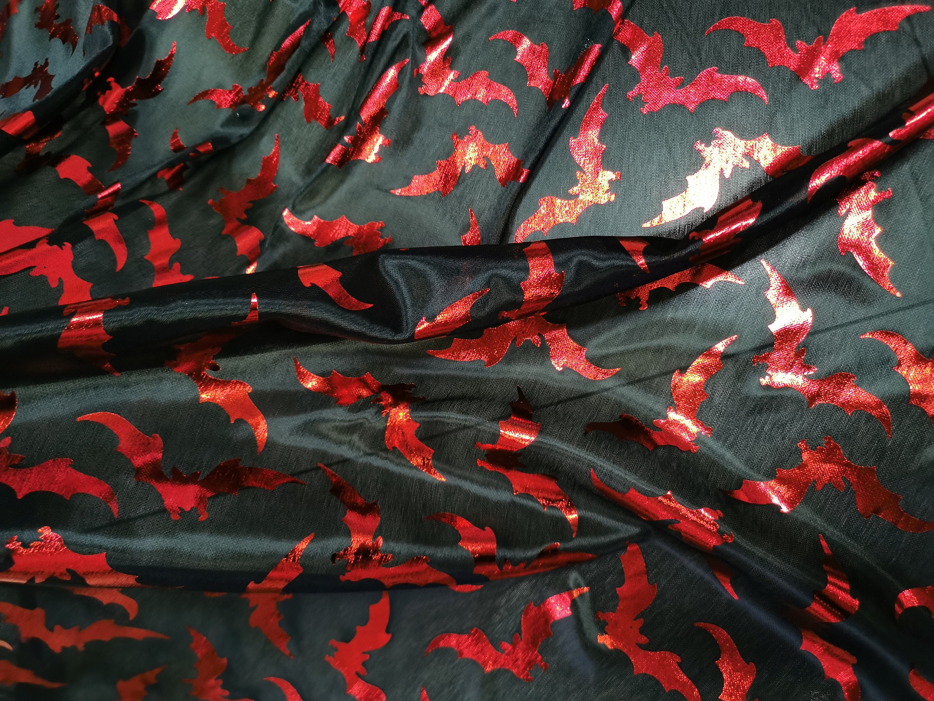 Stretch Fabric With Bats Red Bat Print Fabric for Halloween - Etsy