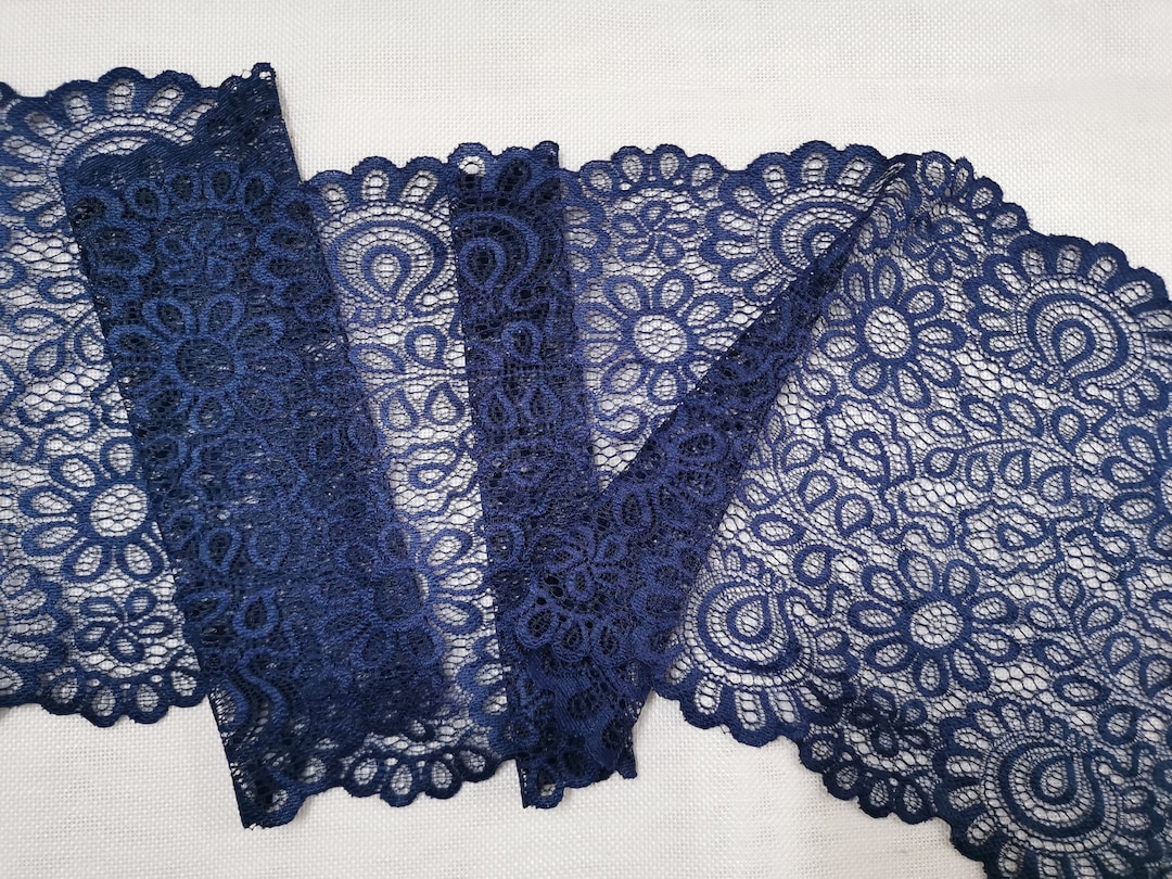 Navy Stretch Lace Trim: 8" Wide, 5 Yards - Lingerie, DIY Crafts - Etsy