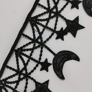 Star Pattern Lace Trim Moon and Stars Trim Moon Lace Trim Black ...