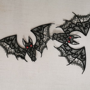 Black Lace Bat Embroidered Lace Bats Lace Bats Black Halloween ...