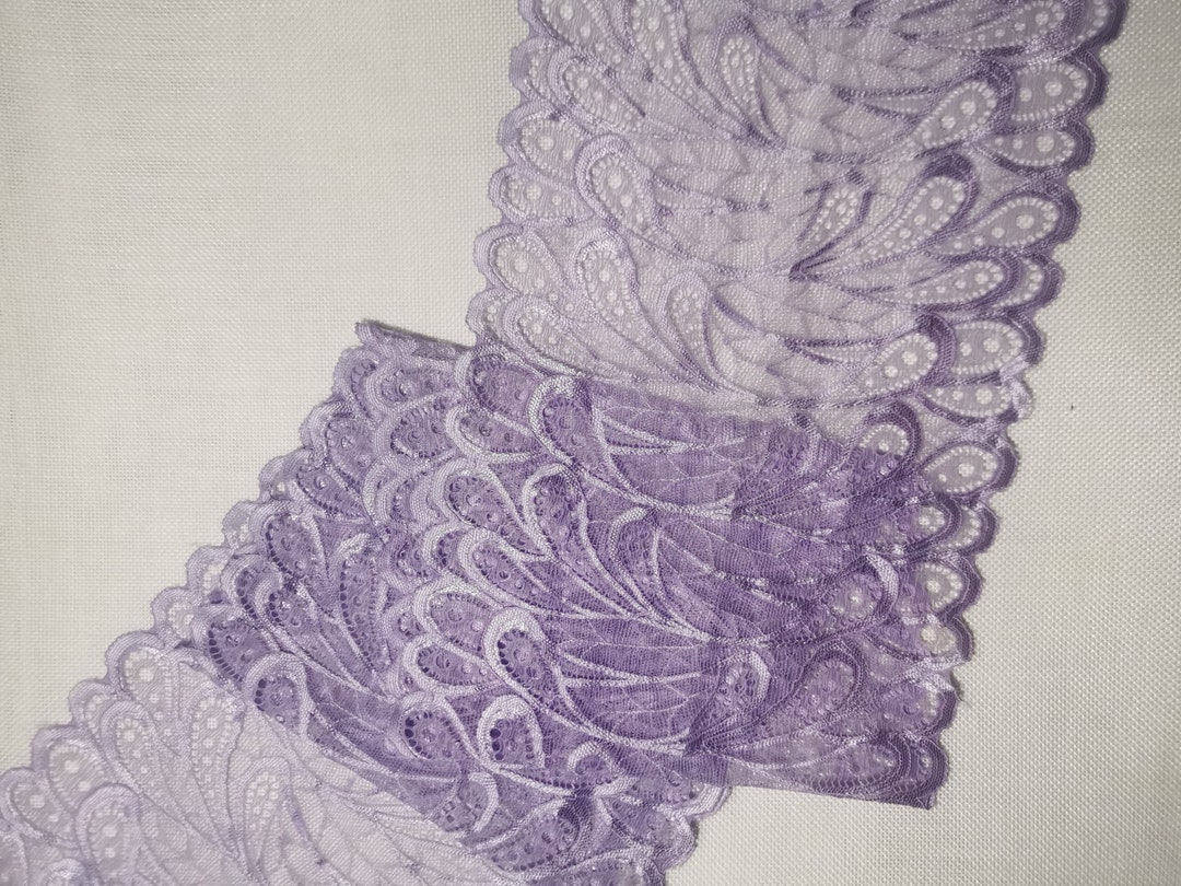 Lavender Lace Trim 7 Wide Lavender Elastic Lace Stretch Lace Elastic ...