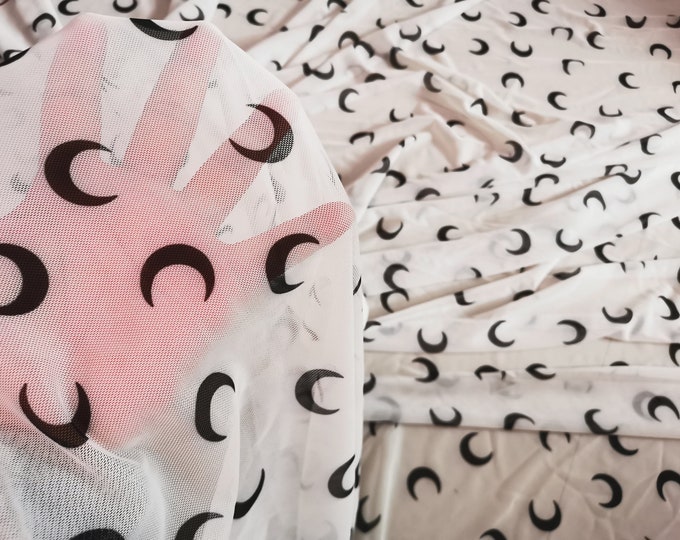 Moon Pattern Fabric Moon Print Fabric 4 Way Stretch Mesh Lingerie ...
