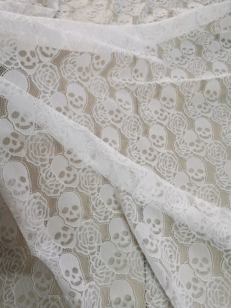 Lavender Skull and Roses Skull Lace Fabric Skulls Halloween - Etsy