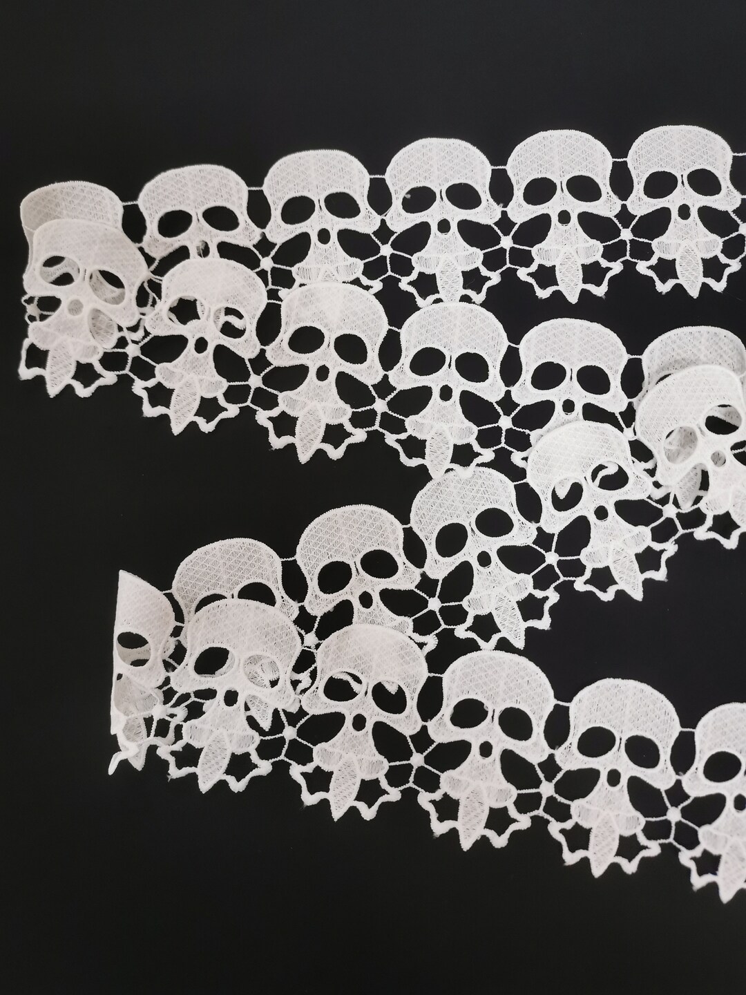 70mm off White Skull Lace Trim, Halloween Skull Lace, Halloween Sewing ...