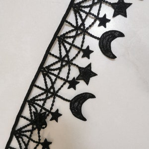 Star Pattern Lace Trim Moon and Stars Trim Moon Lace Trim Black ...