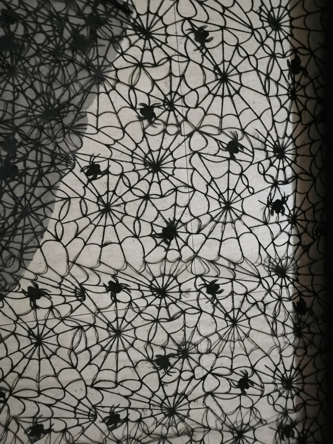 Black Spider Web Fabric: Halloween Flocked Tulle Mesh, 58" Wide - Etsy