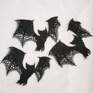 Black Lace Bat Embroidered Halloween Decoration, Black Lace Bat, Bat ...