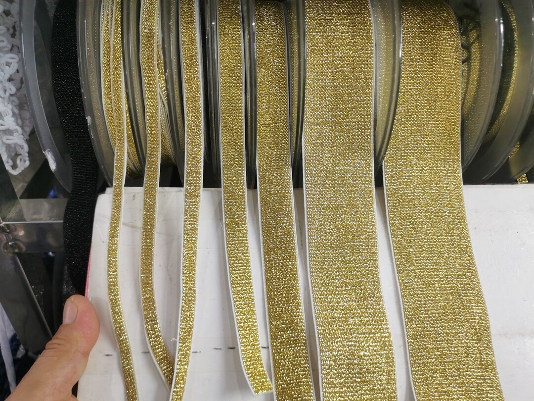 Gold and Silver Glitter Soft White Elastic Bands, Waistband Elastic ...