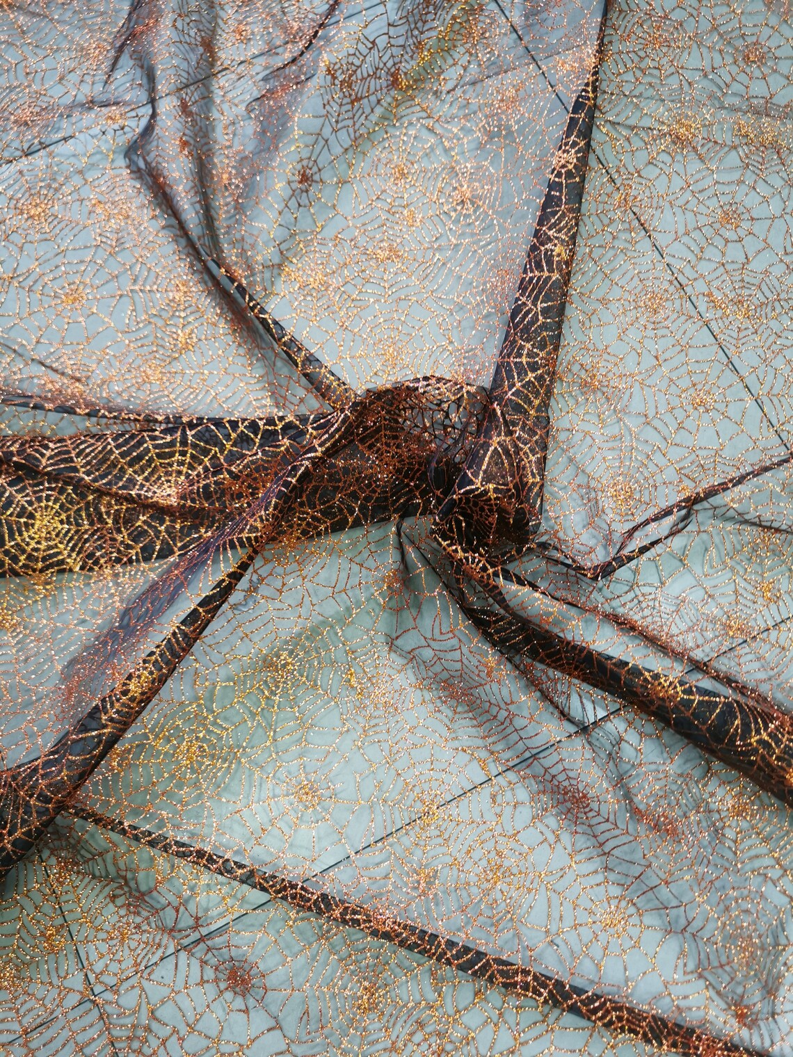 Yellow Spider Web Fabric Mesh Halloween Fabric Glitter Spider Web ...