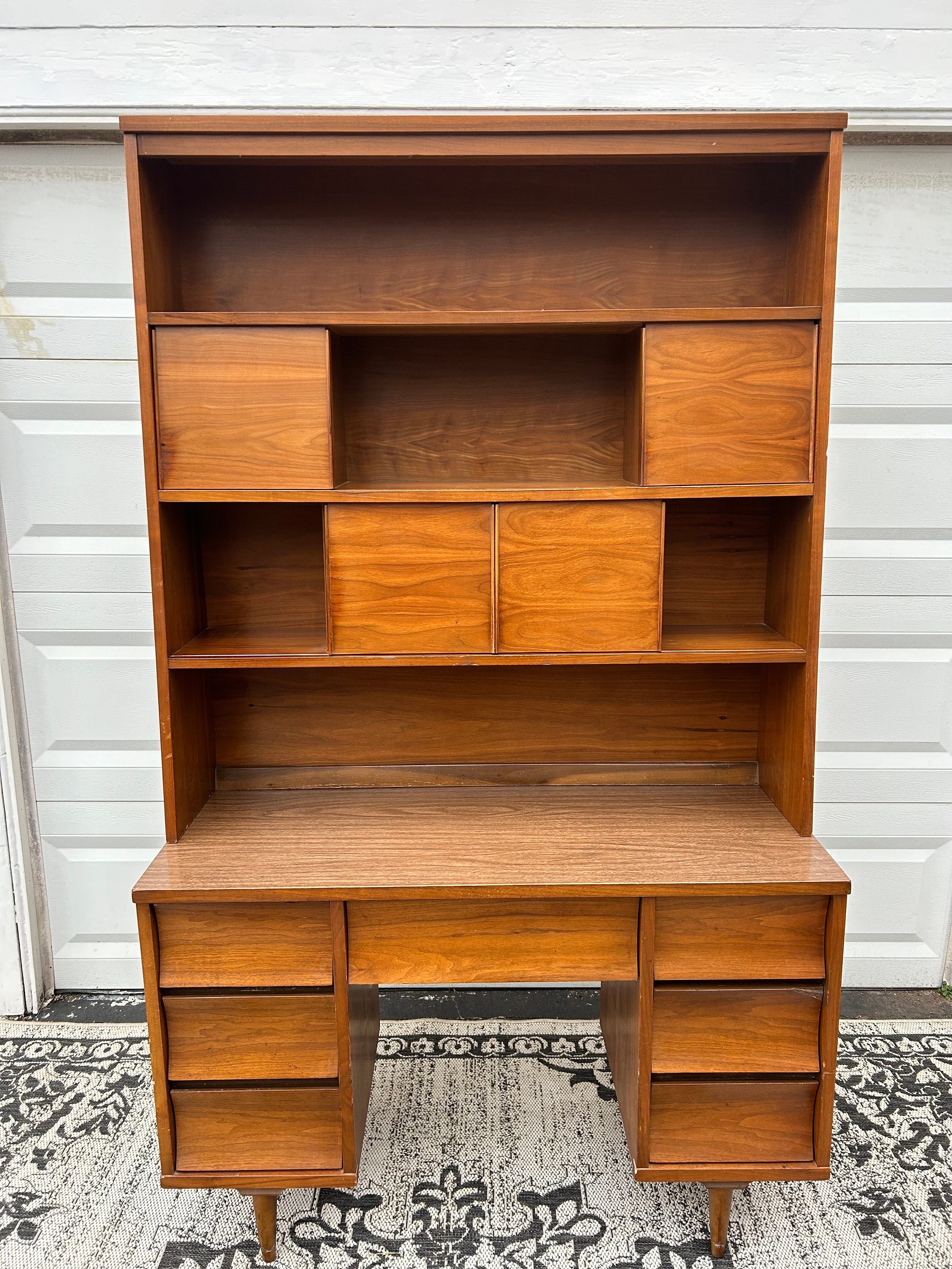 Mid century desk with hutch store