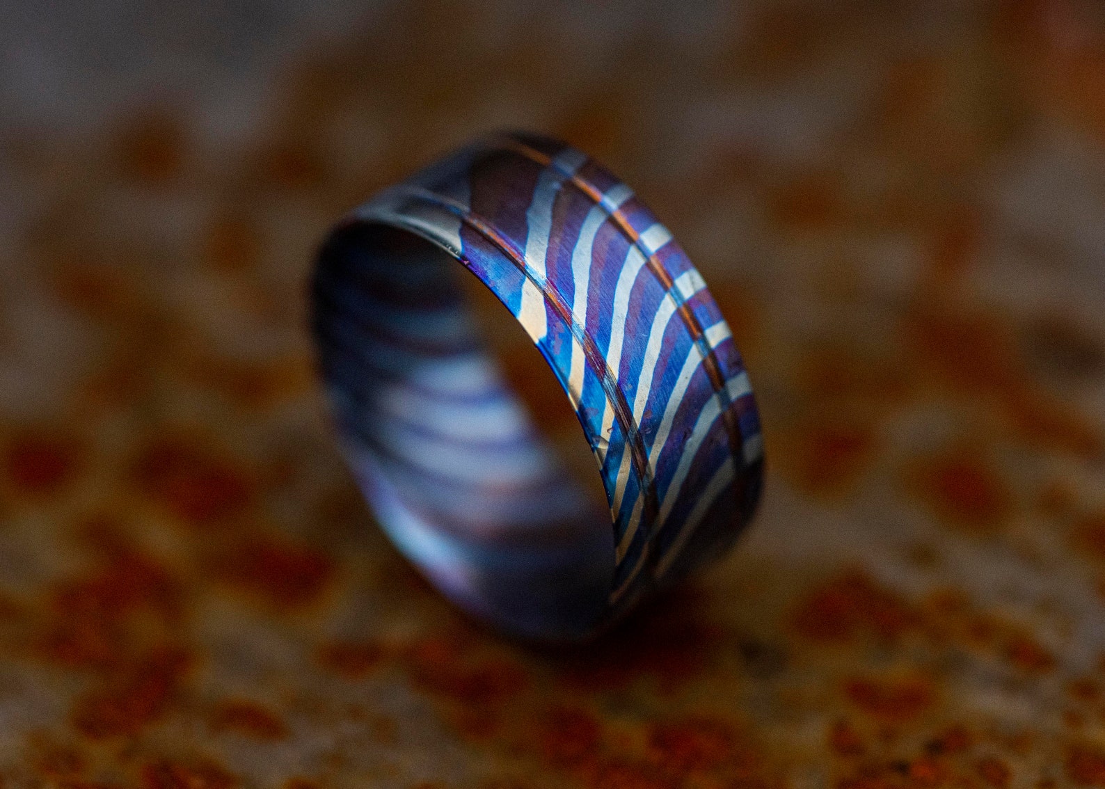 Colorful Timascus Wedding Band Unique Titanium Damascus - Etsy