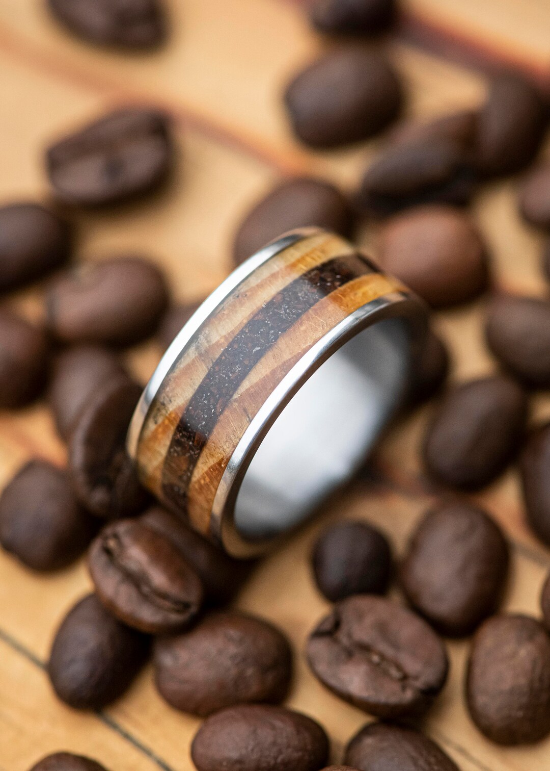 Custom Wood & Coffee Bean Ring Made With Your Favorite Coffee Beans ...