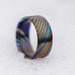 Colorful Timascus Wedding Band Unique Titanium Damascus Anniversary ...