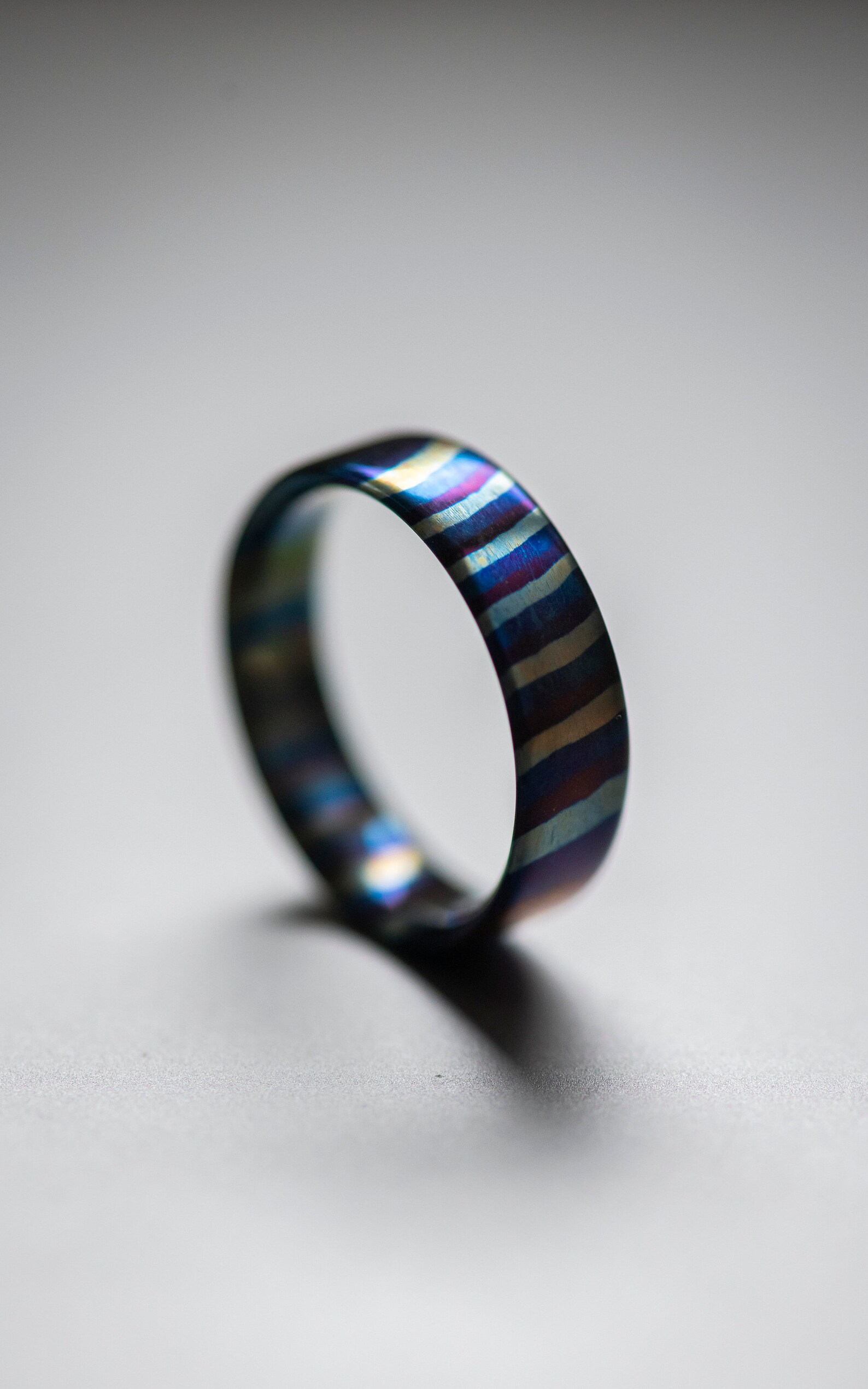 Timascus Ring Titanium Damascus Womens Ring Gift For Her | Etsy