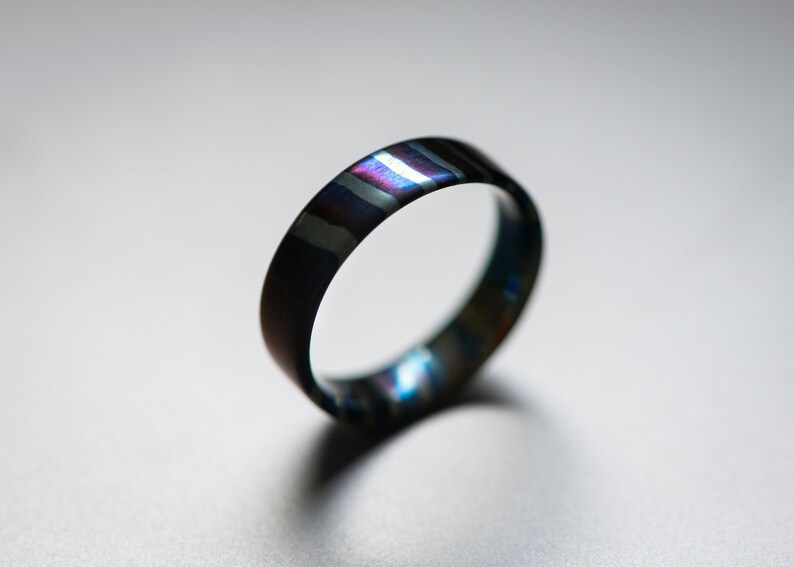 Timascus Ring Titanium Damascus Womens Ring Gift for Her - Etsy
