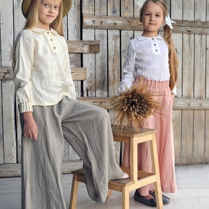 Girls Wide Leg Pants, Girls Linen Pants, Girl Summer Trousers, Toddler ...