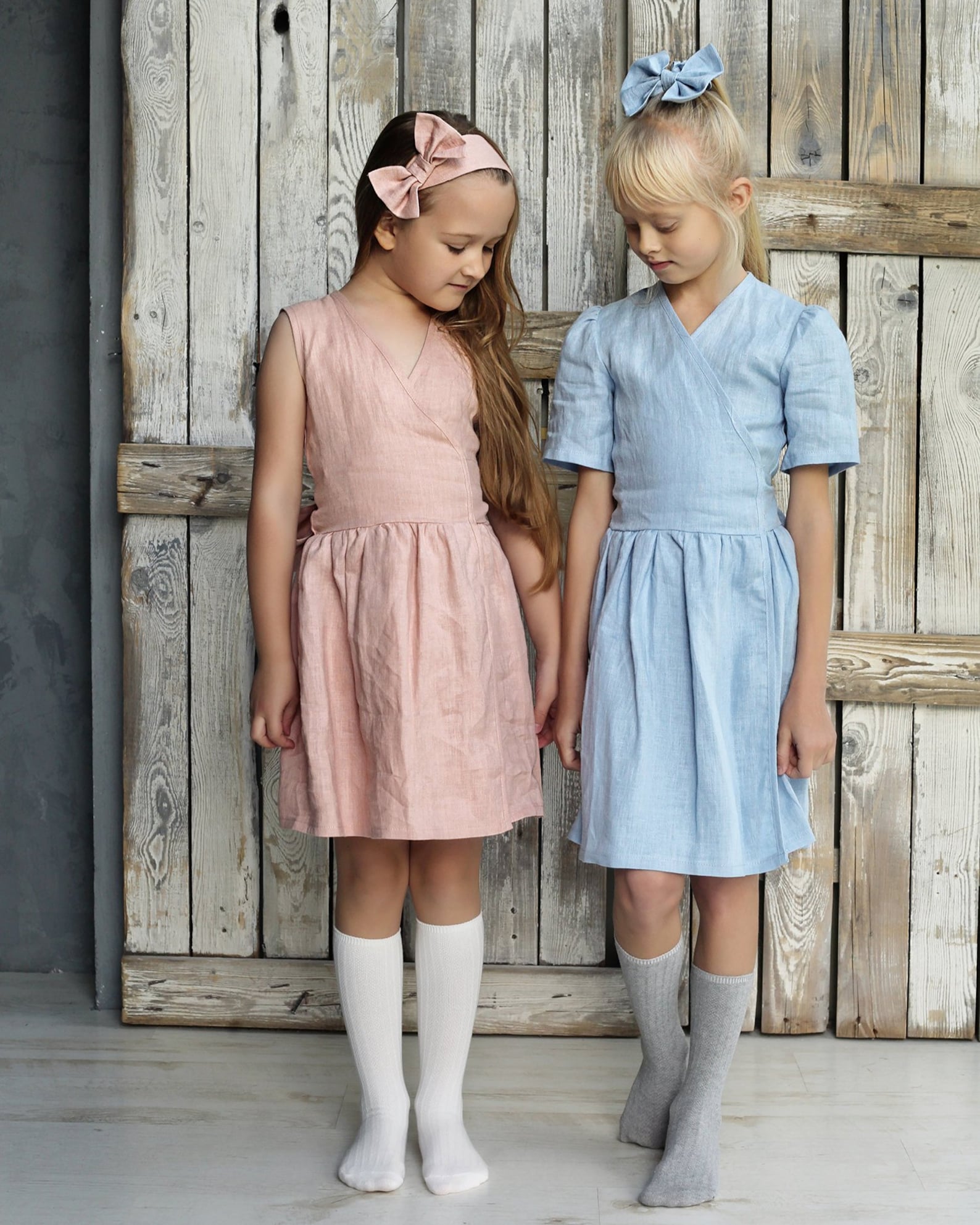Linen Girls Wrap Dress Linen Girl Party Dress Girl Occasion - Etsy