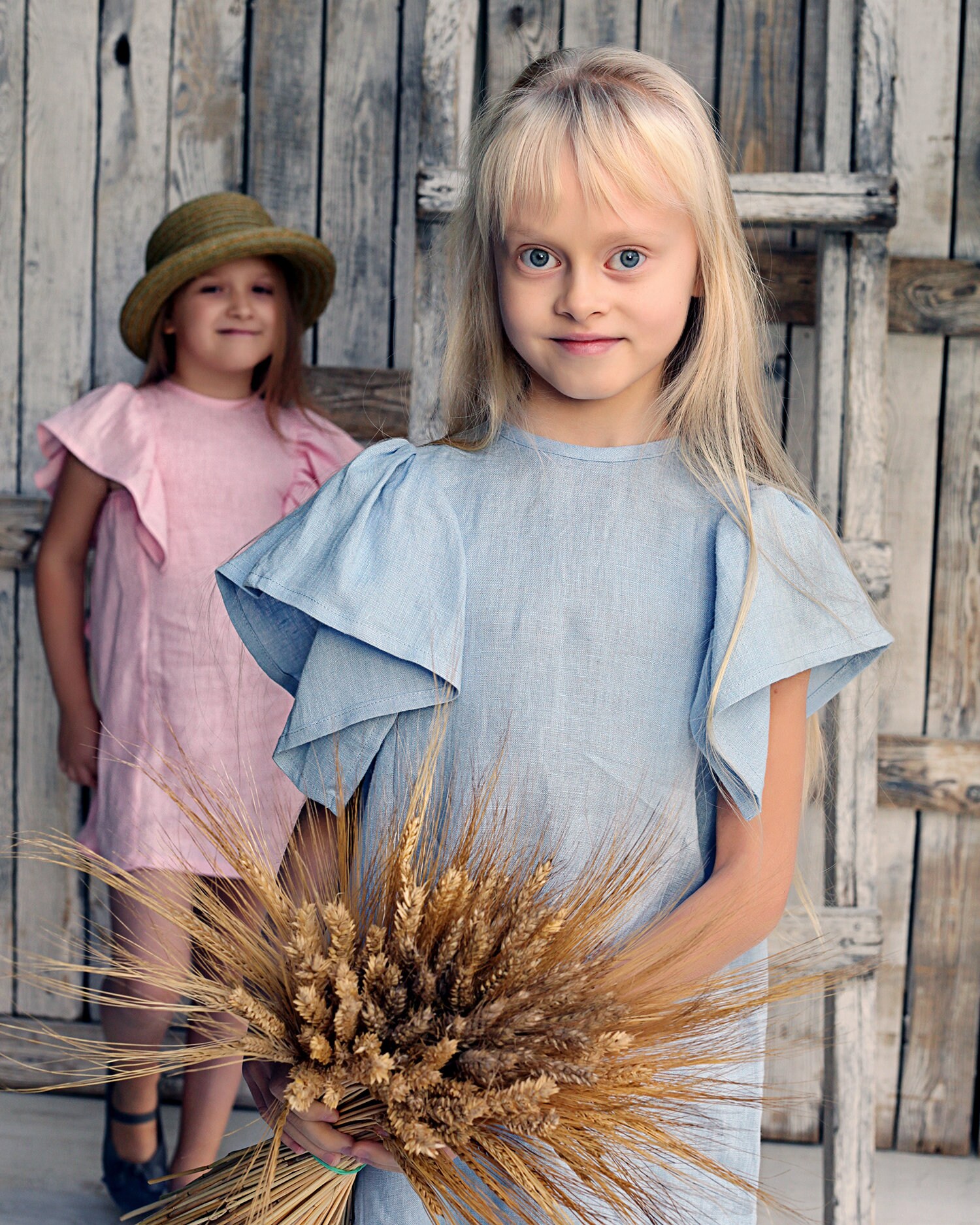 Linen Girls Party Dress, Girl Party Dress, Girl Occasion Dress, Party ...