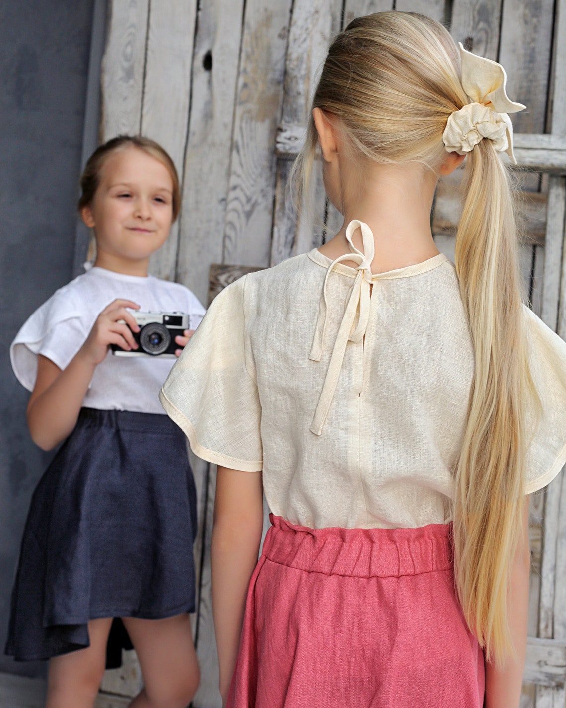 Ready to Ship 8T Girls Linen Top, Girls Linen Blouse, White Linen Top ...