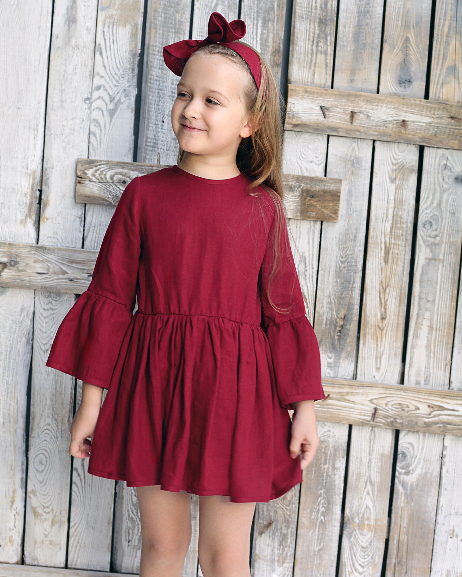 Red Girls Dress Linen Girls Dress Birthday Party Dress - Etsy