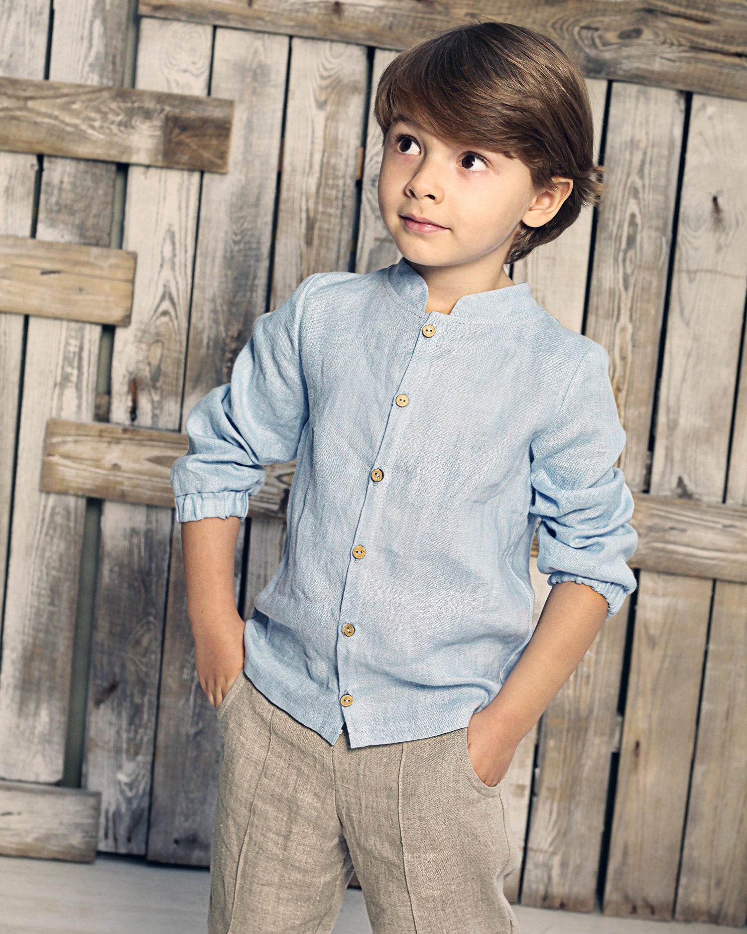 White Linen Boys Dress Shirt , Blue Linen Top for Boys, Linen Clothes ...