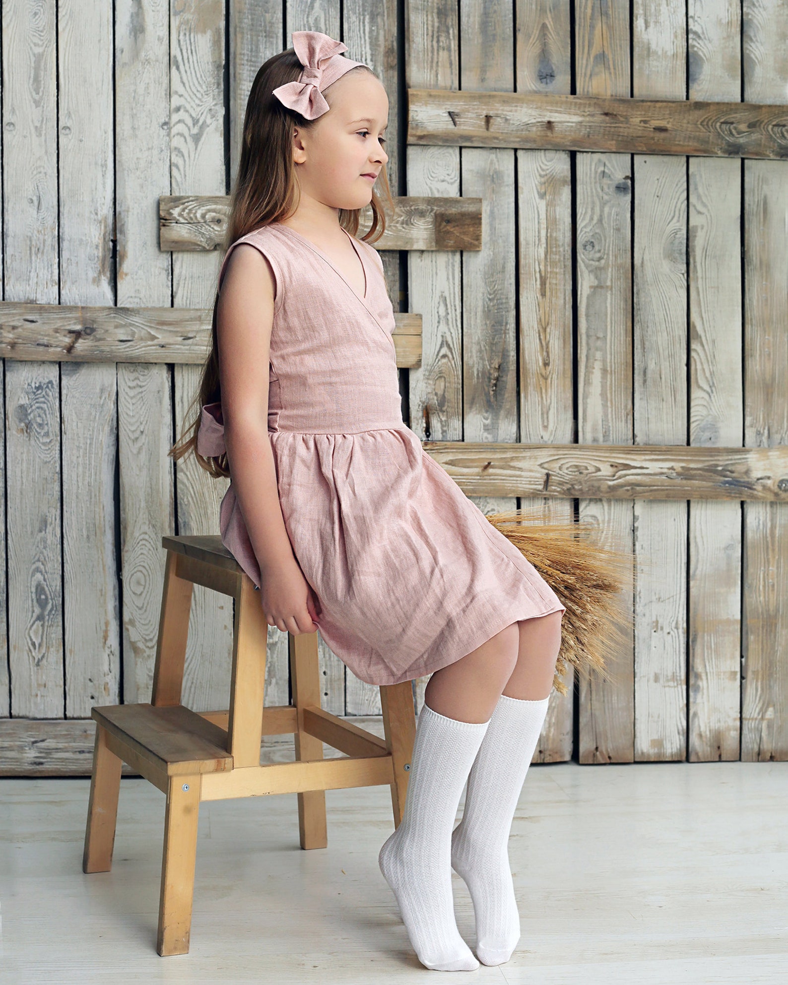 Linen Girls Wrap Dress Linen Girl Party Dress Girl Occasion - Etsy