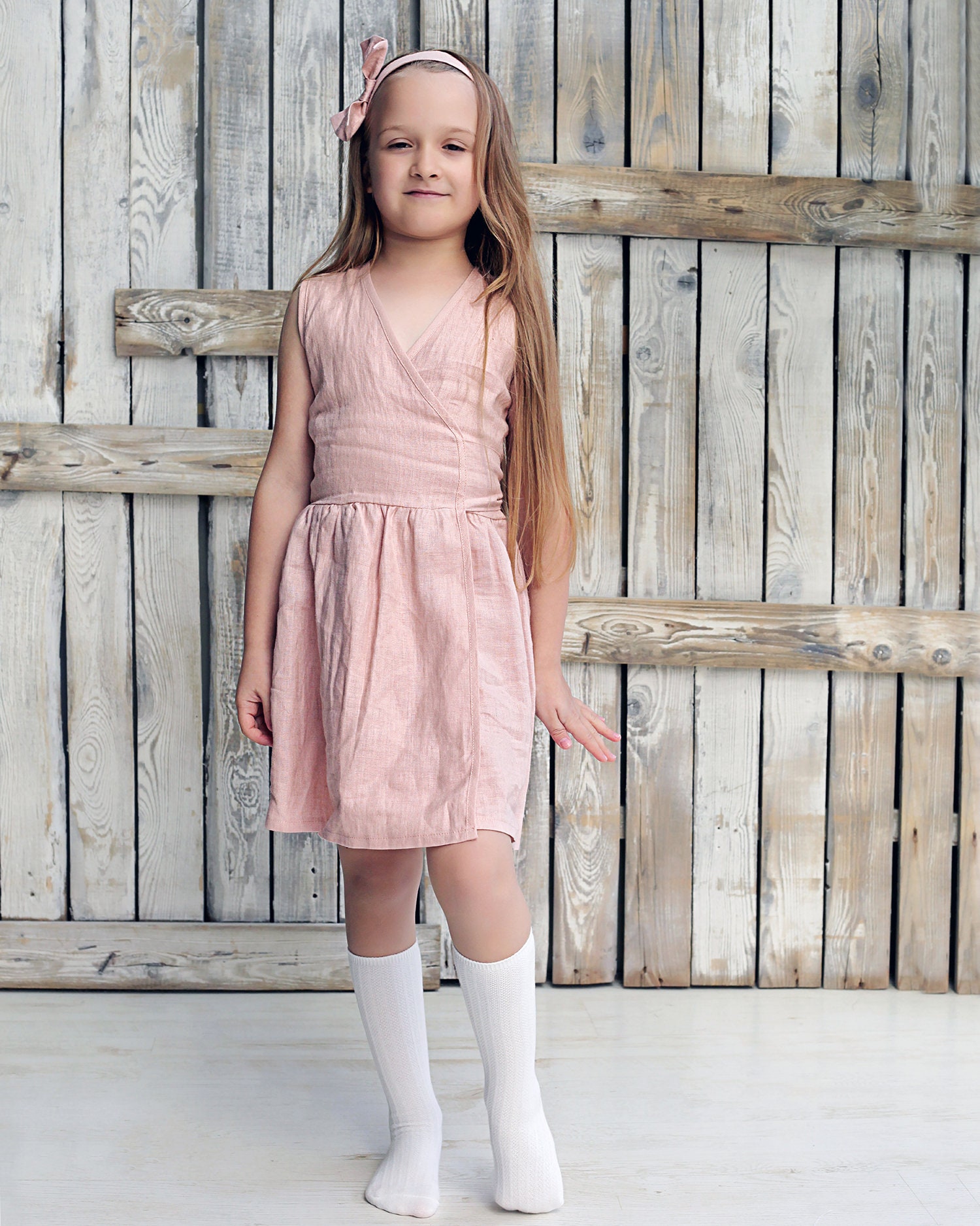Linen Girls Wrap Dress Linen Girl Party Dress Girl Occasion - Etsy