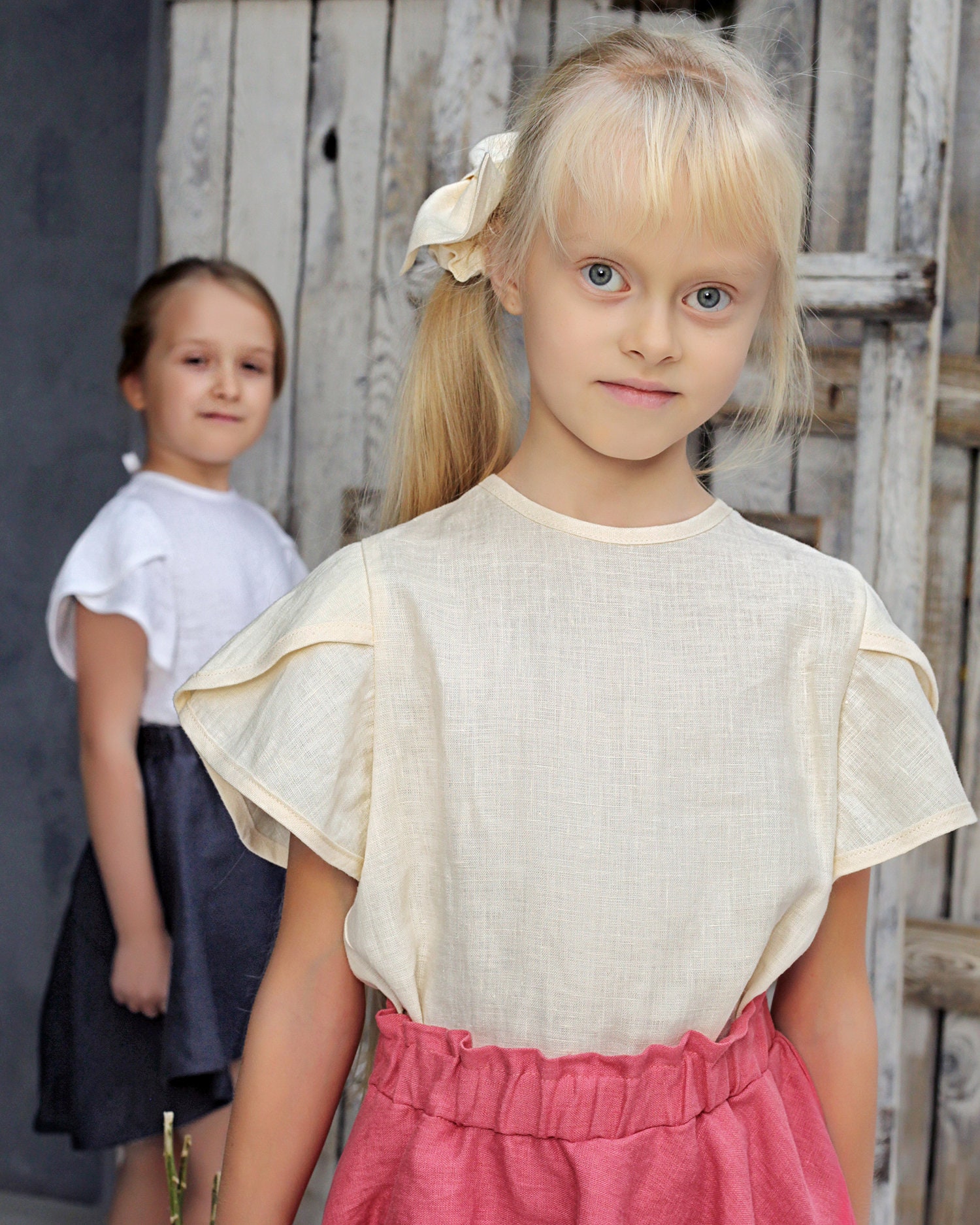 Girl Blouse With Short Sleeves Girls Linen Blouse White - Etsy