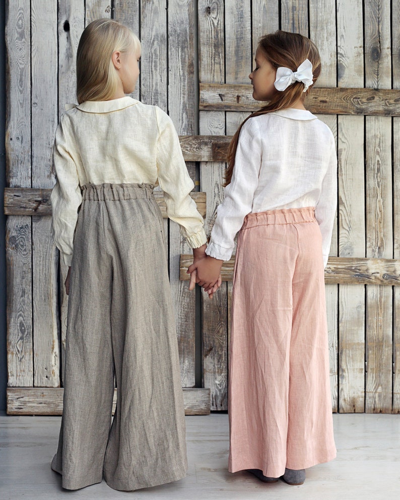 Girls Wide Leg Pants, Girls Linen Pants, Girl Summer Trousers, Toddler ...
