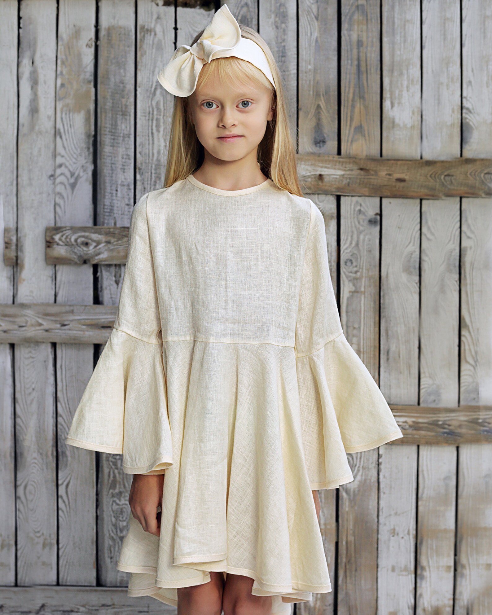 Linen Girls Dress, Girl Party Dress, Girl Occasion Dress, Party Dresses ...