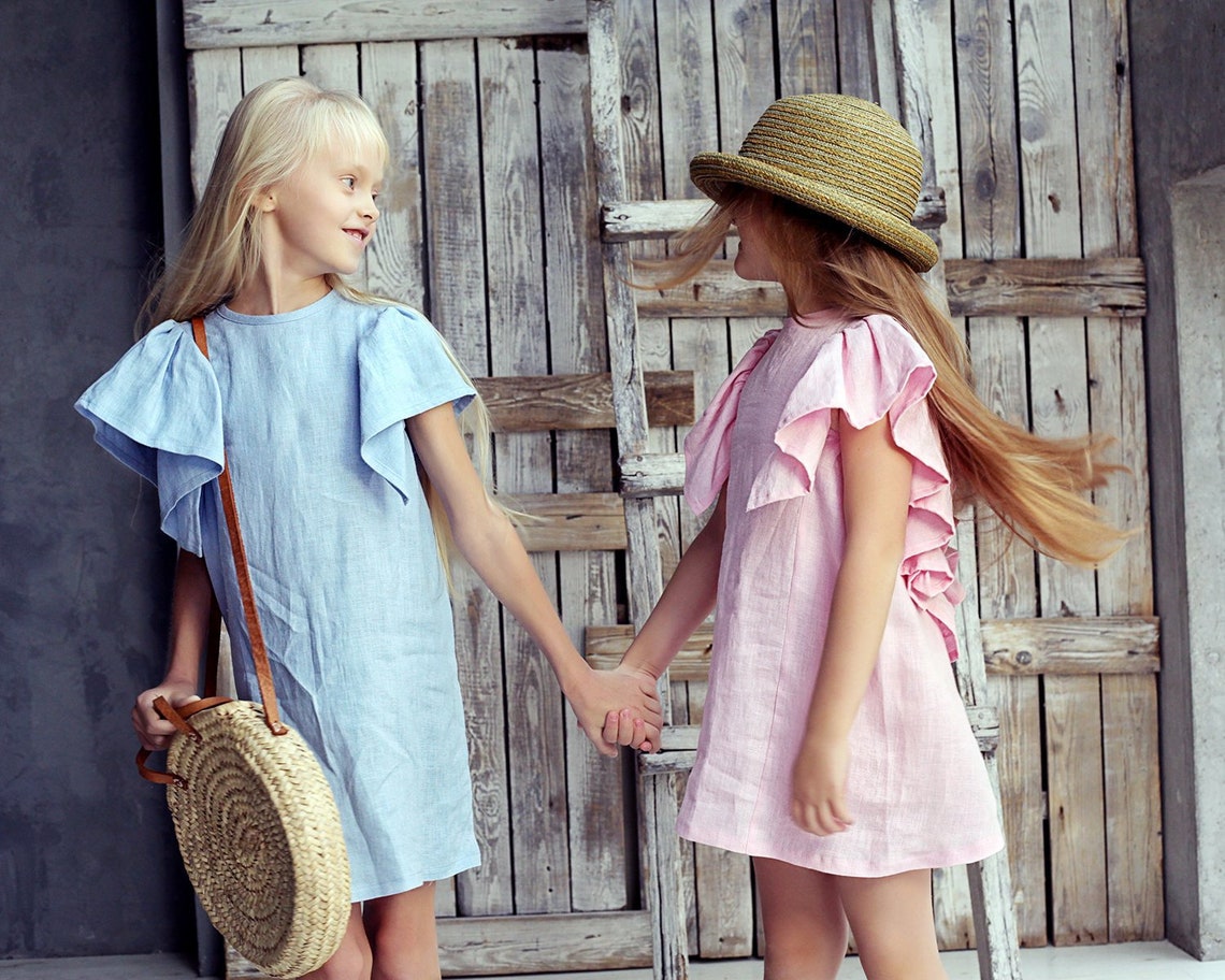 Linen Girls Party Dress, Girl Party Dress, Girl Occasion Dress, Party ...