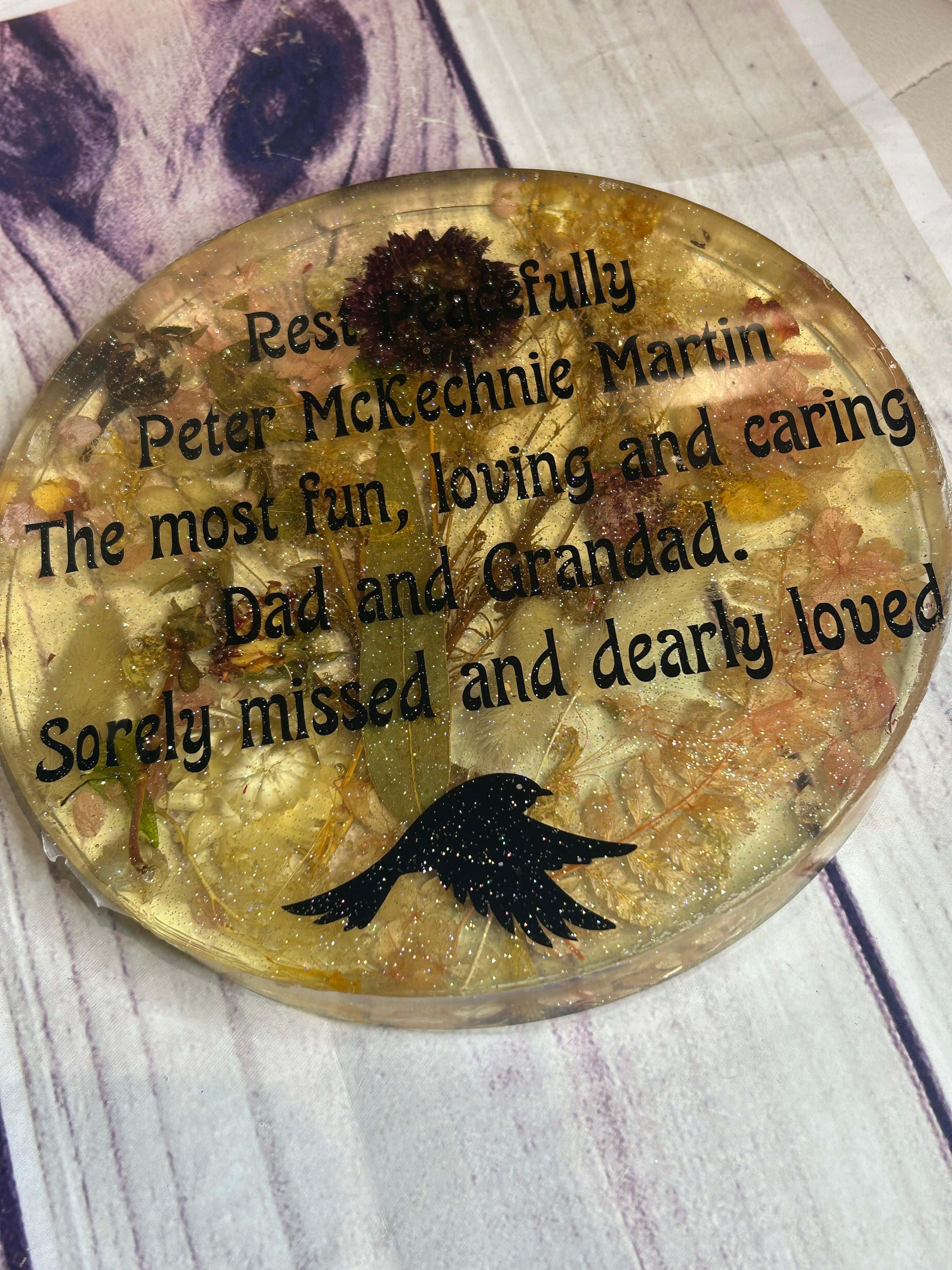 Resin Grave Marker, Dried Flower Memorial, Resin Memorial, Memorial ...