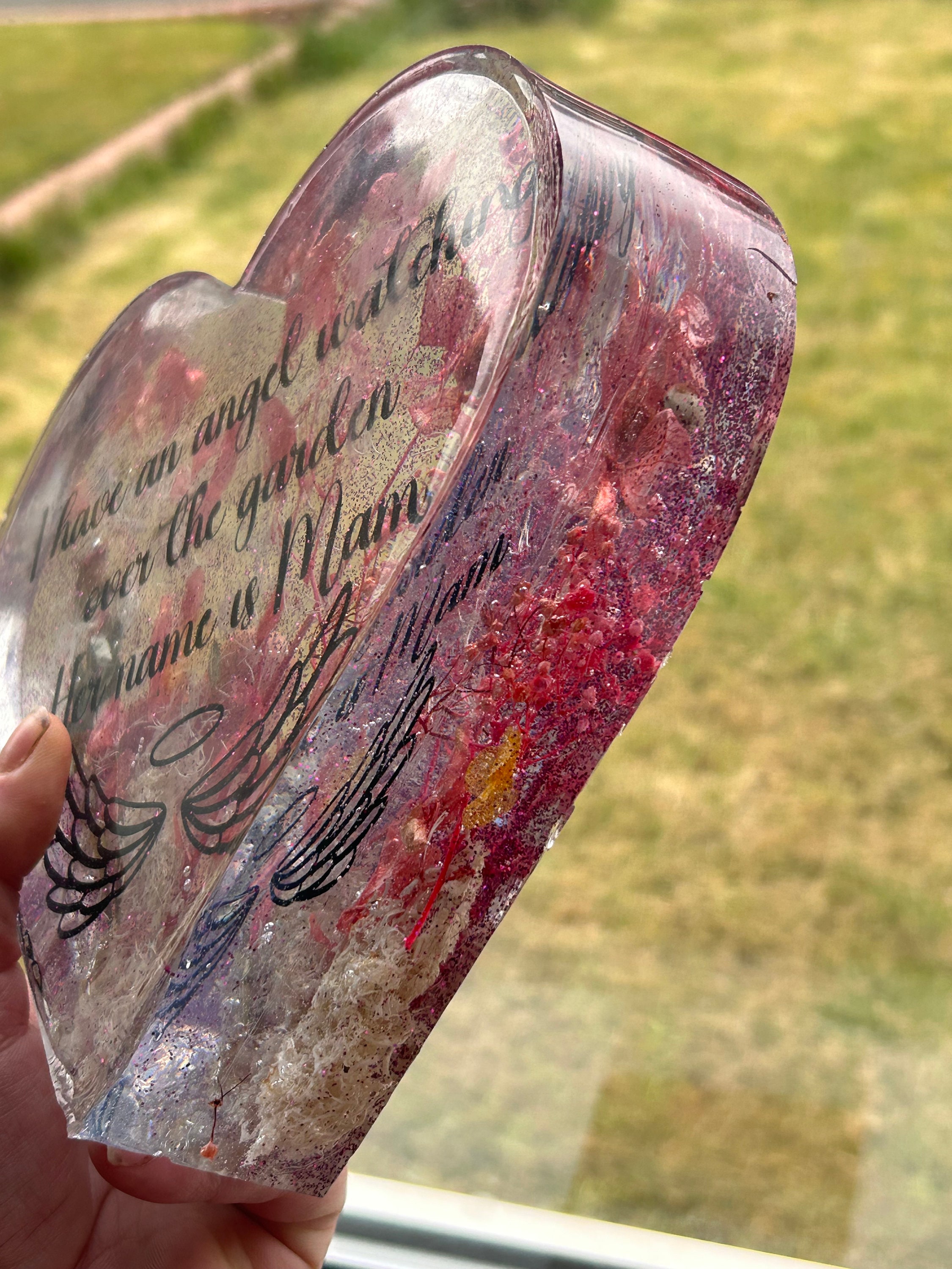 Heart Shaped Resin and Dried Flower Grave Marker, Custom Cremation Spot ...