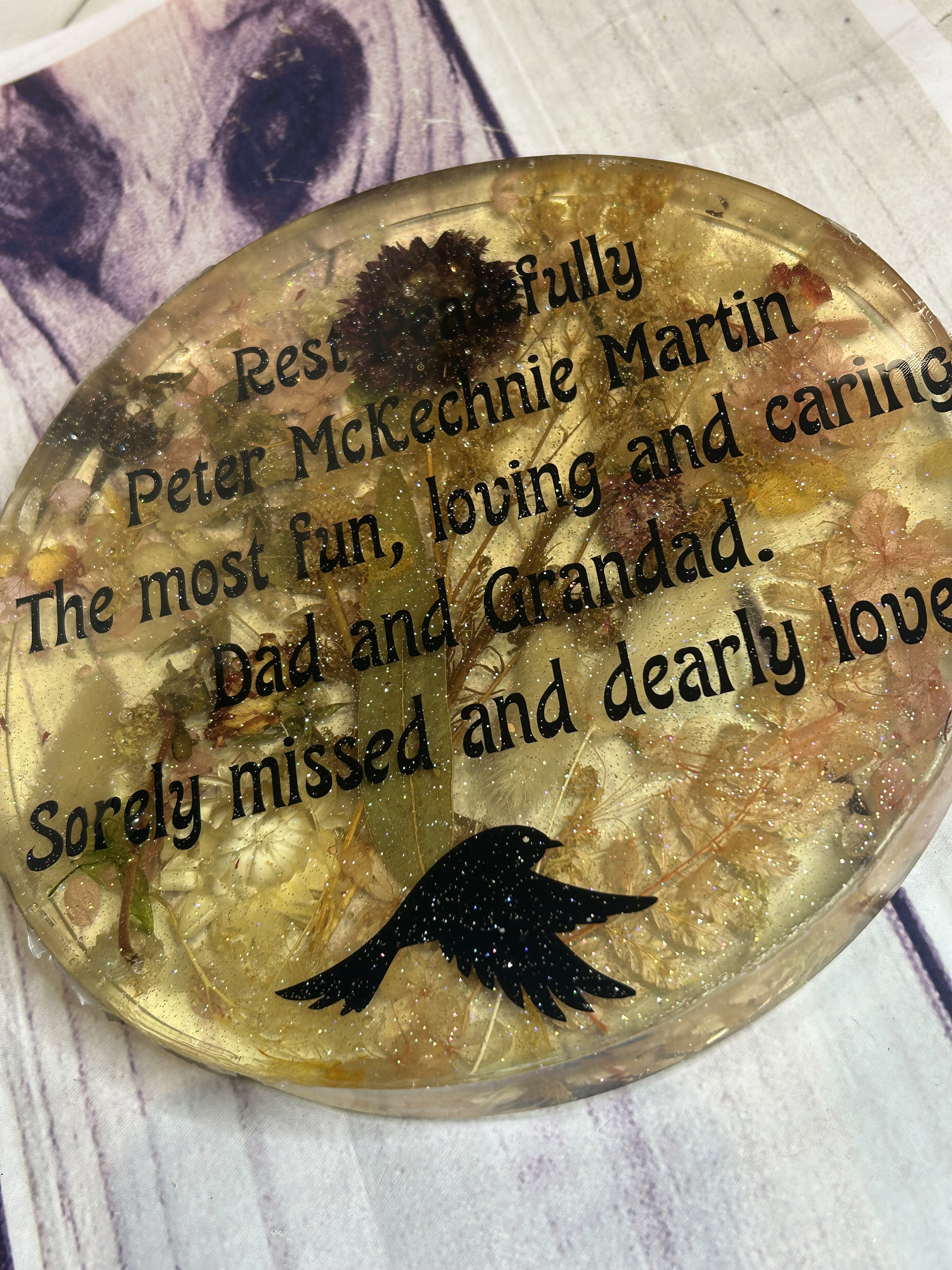 Resin Grave Marker, Dried Flower Memorial, Resin Memorial, Memorial ...