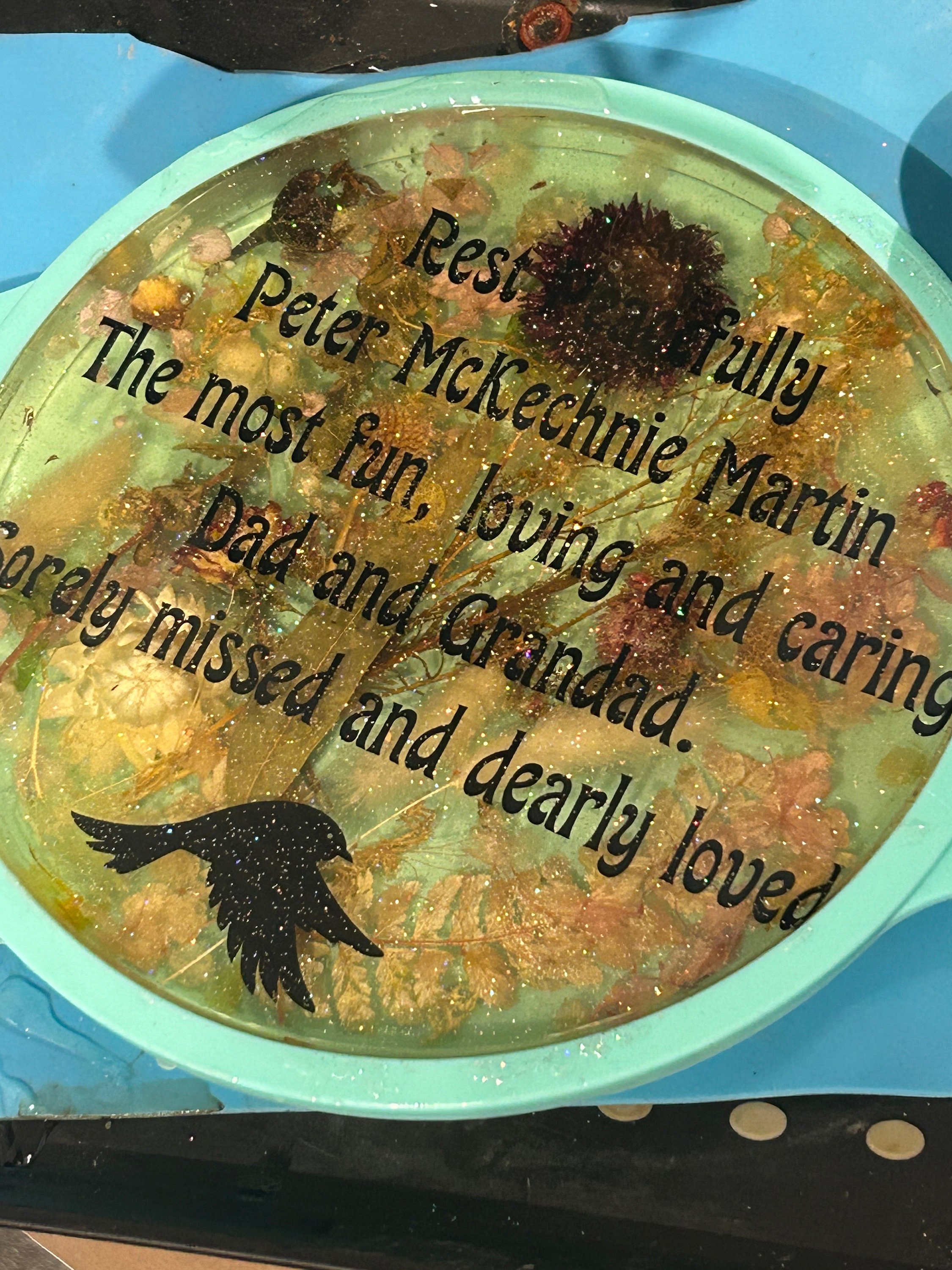 Resin Grave Marker, Dried Flower Memorial, Resin Memorial, Memorial ...